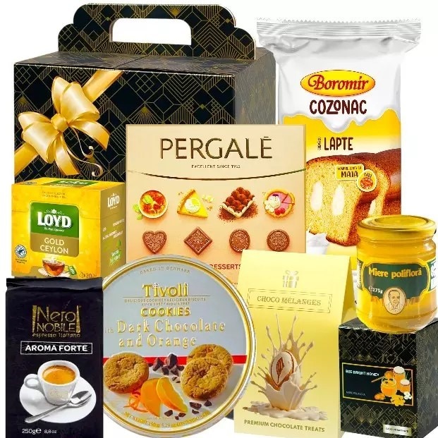 Cos Cadou Fara Alcool, CADOURI RAFINATE, model Elegant, cu Fursecuri ...