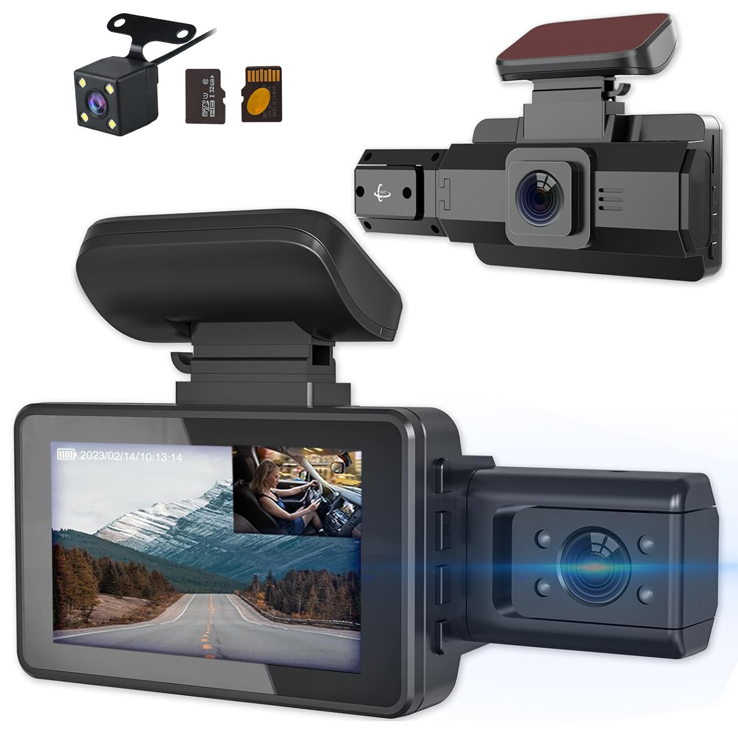 Camera Auto, BYONDSELF®, Full HD 1080P, Ecran HD de 3 Inch, 3 Camere ...
