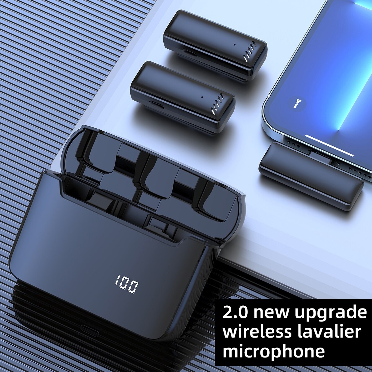 Set 2 Microfoane Lavaliera Wireless, Receptor Lightning si Type-C, 6 ...