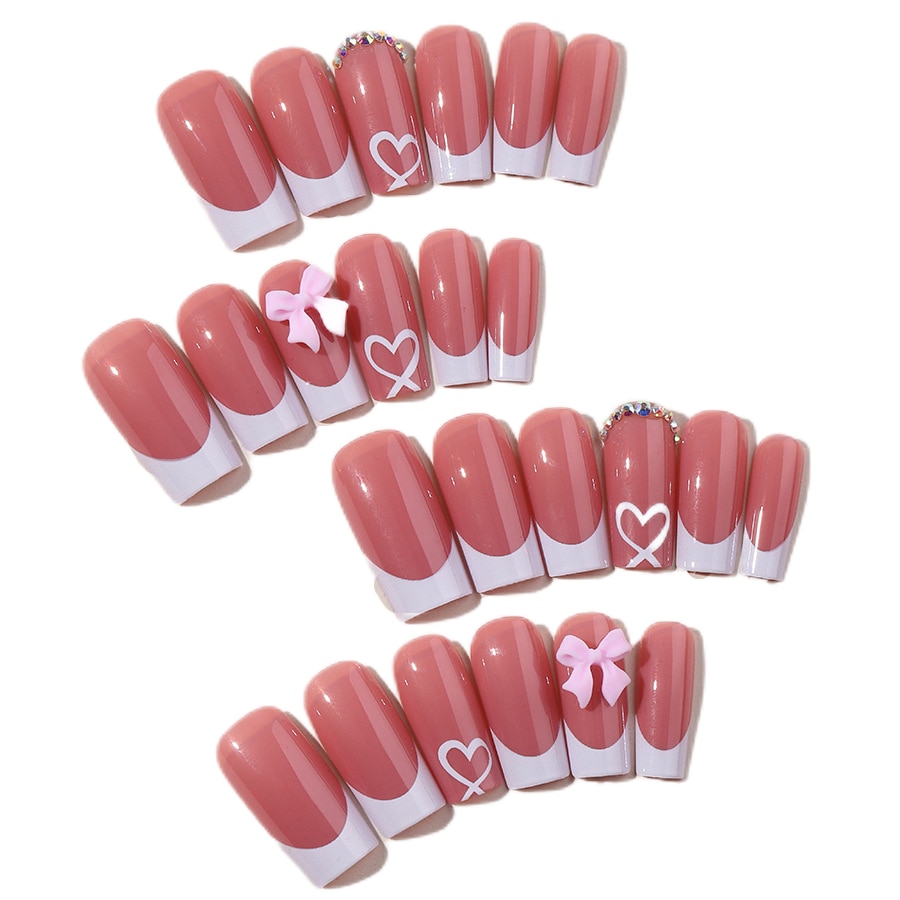 Set 24 unghii false adezive RUIOMII®, lungime medie pana la lunga, cu ...