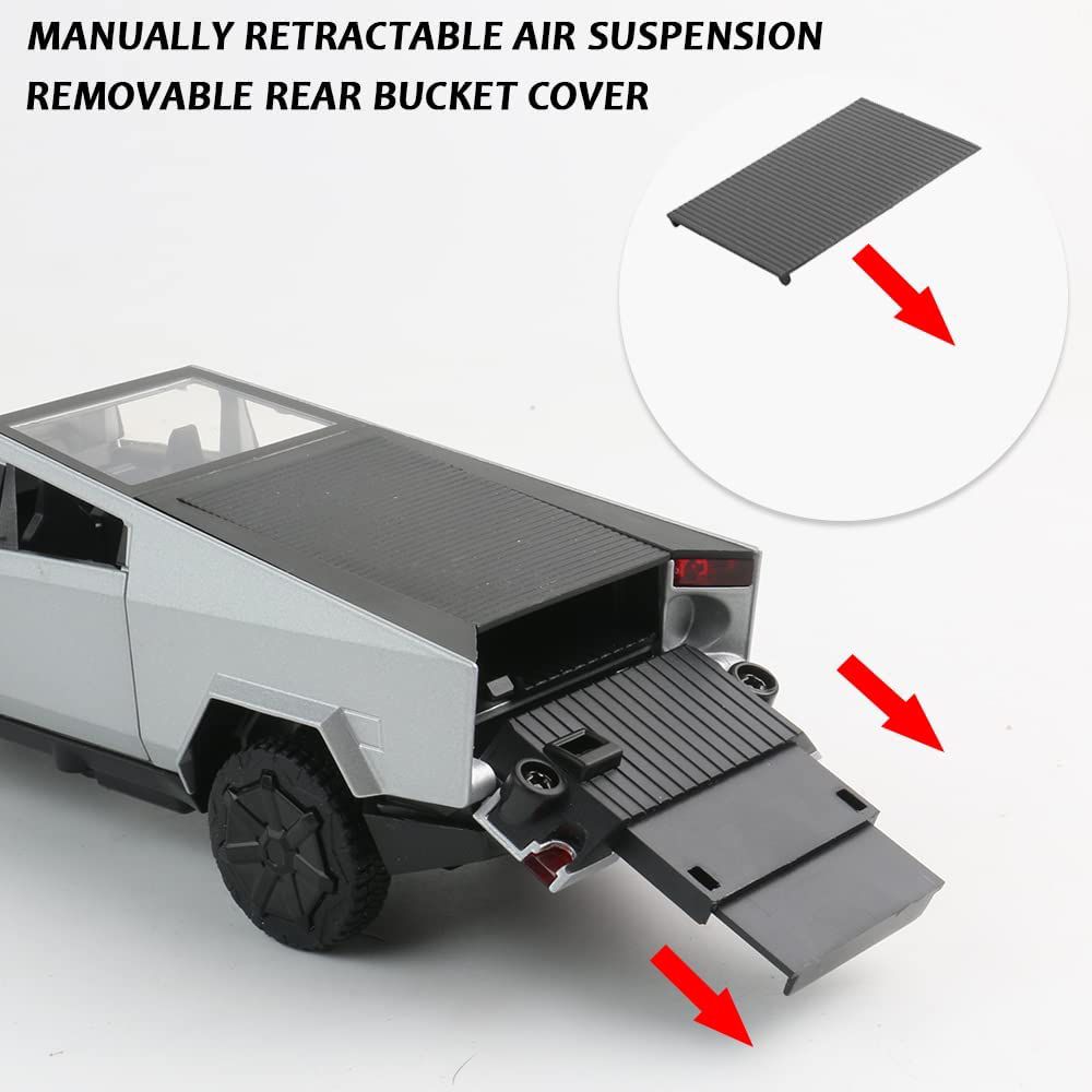 Macheta Tesla Cybertruck, Faruri si Stopuri Luminoase, din Metal, cu ...