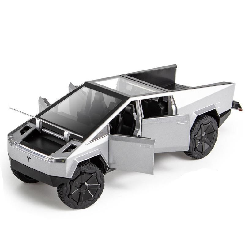 Macheta Tesla Cybertruck, Faruri si Stopuri Luminoase, din Metal, cu ...