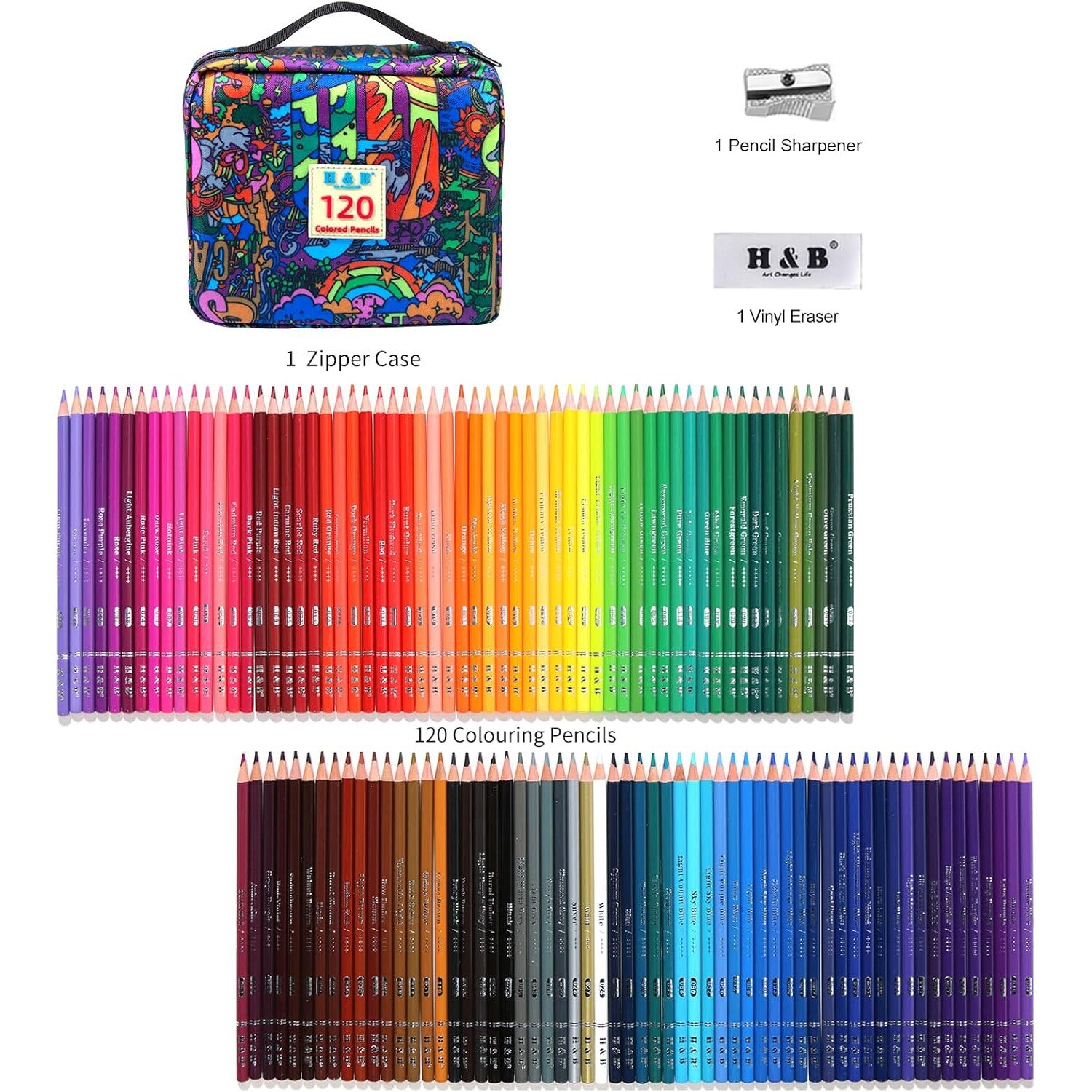 Set de 120 Creioane Colorate, Multicolor cu Penar, Carti de colorat ...