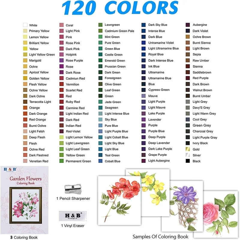 Set de 120 Creioane Colorate, Multicolor cu Penar, Carti de colorat ...