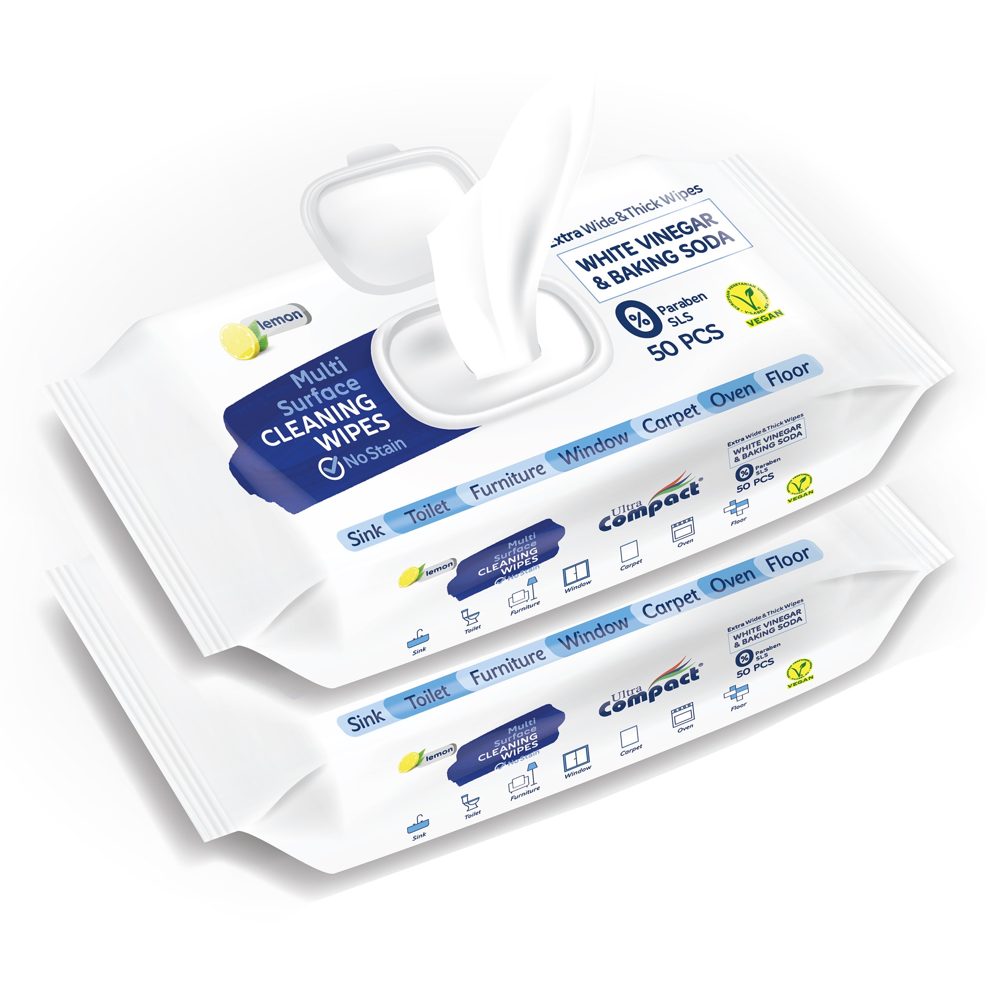 Servetele Umede Multi-Suprafete cu Otet si Bicarbonat, 2 Pachete ...