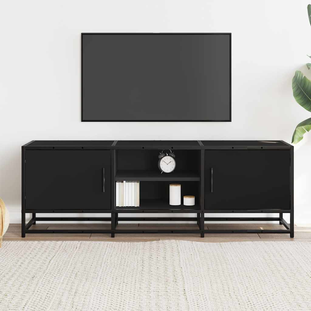 Dulap TV vidaXL, negru, 120x35x41 cm, lemn prelucrat si metal, 22.7 Kg ...