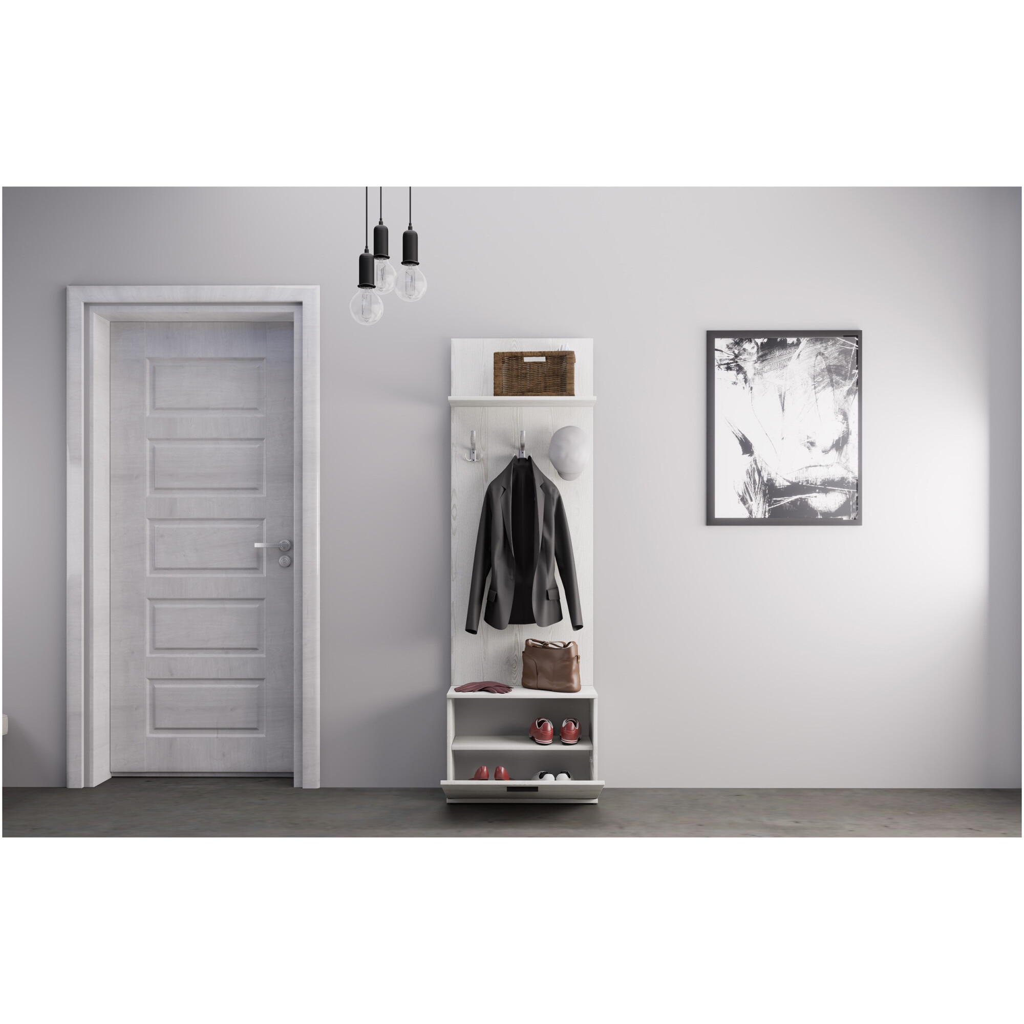 Cuier hol Irim Smart, dimensiuni 60x29x190 cm, culoare alb - eMAG.ro