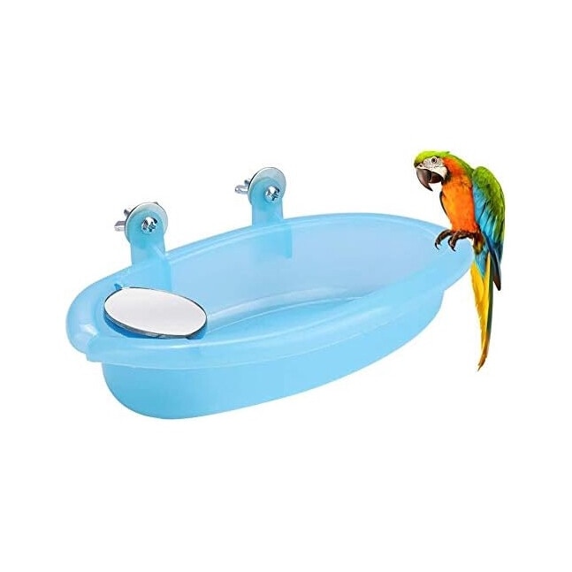 Set 2 bucati cada pentru pasari, accesorii colivie, plastic, albastru ...