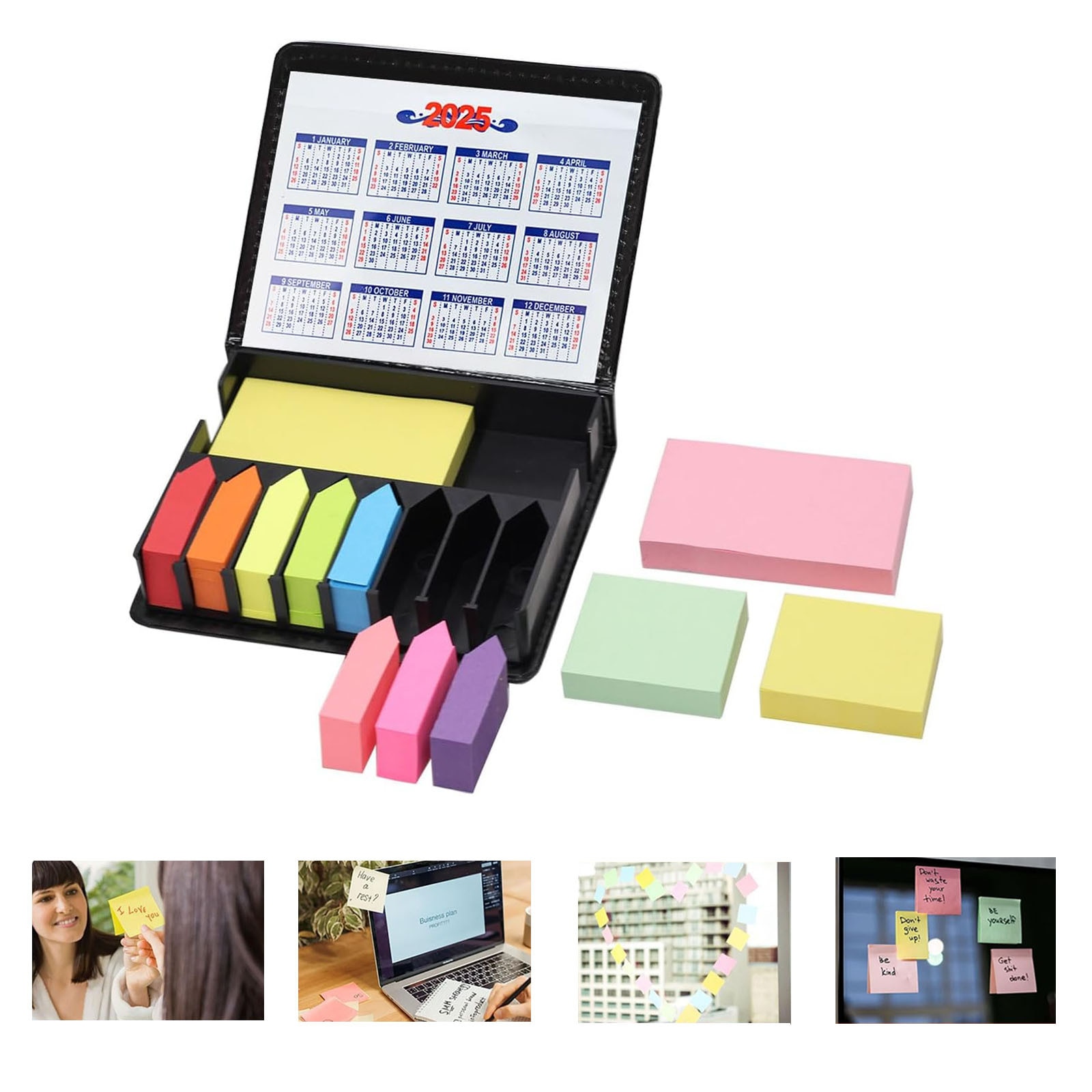 Set 200 notite adezive, Set organizator de mini note dreptunghiulare ...