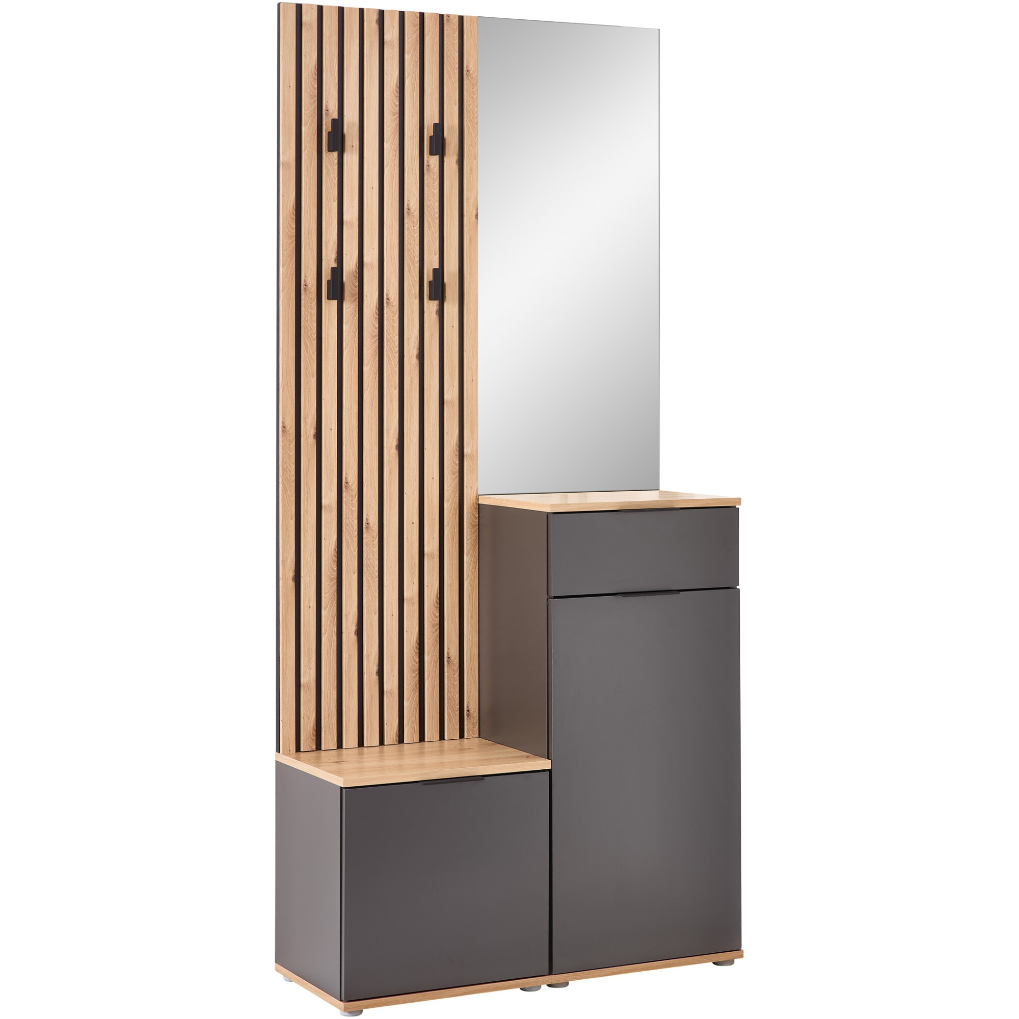 Mobilier de hol Simple, 88x195x35 cm, culoare stejar/antracit - eMAG.ro
