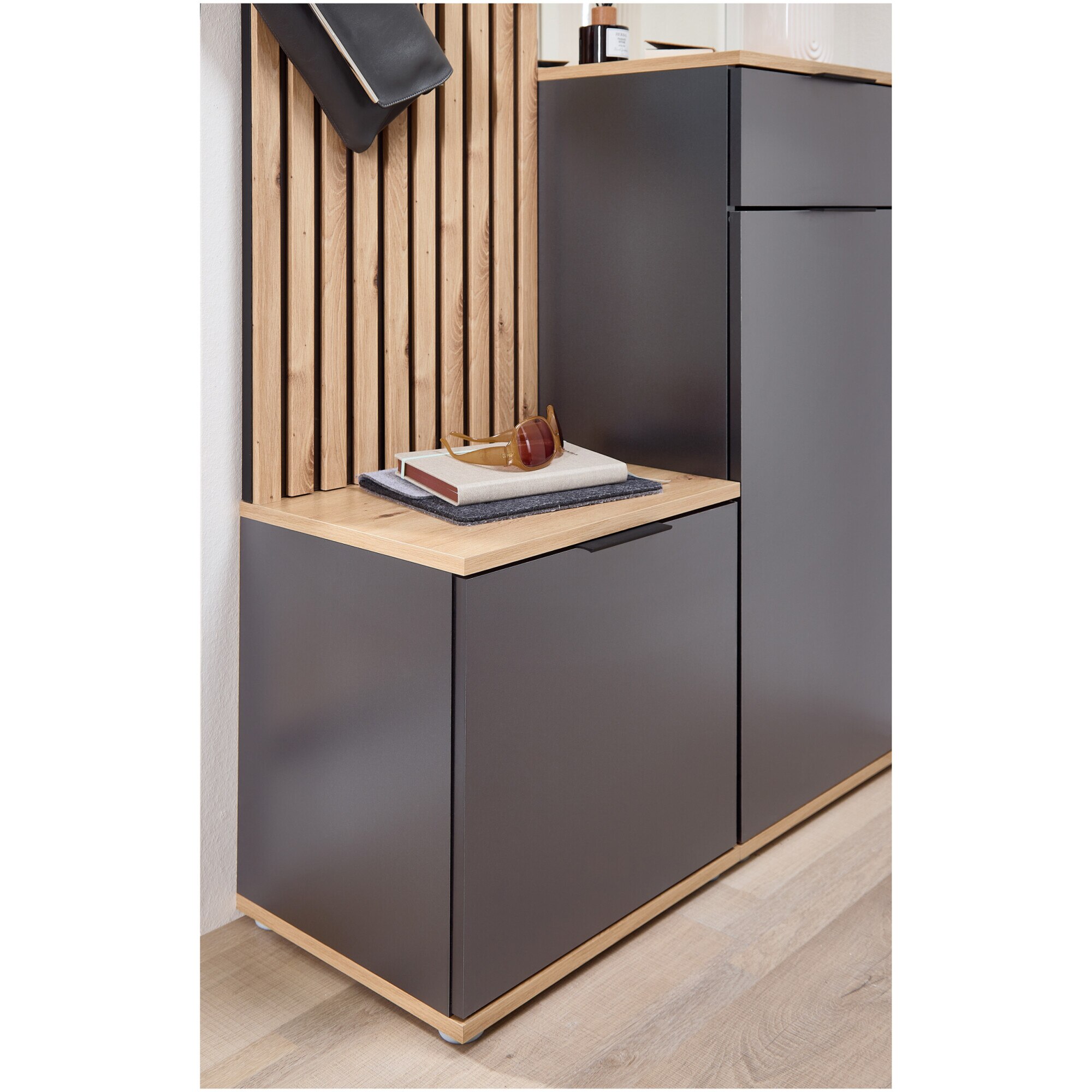 Mobilier de hol Simple, 88x195x35 cm, culoare stejar/antracit - eMAG.ro