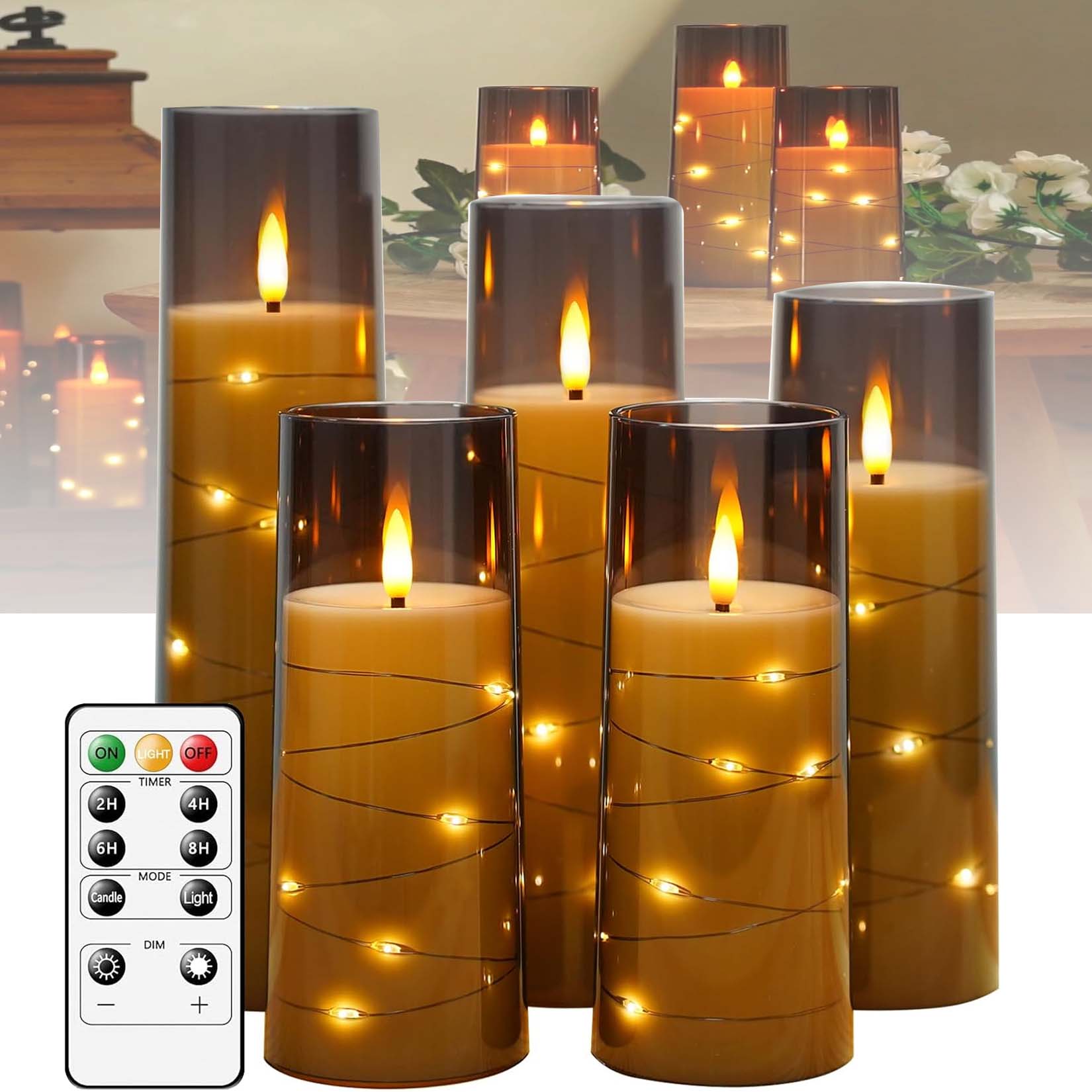 Set de 5 lumanari LED fara flacara cu timer, set lumanari electrice ...