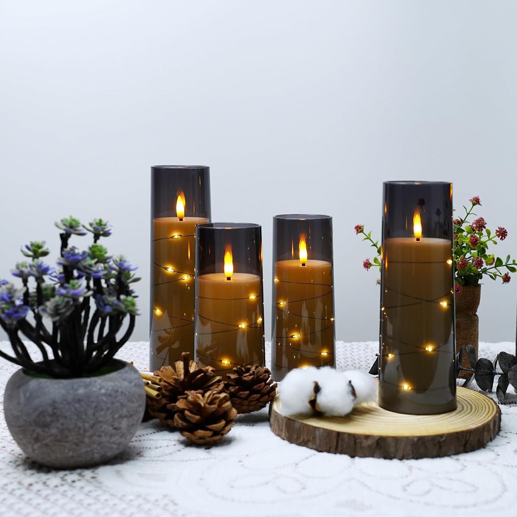 Set de 5 lumanari LED fara flacara cu timer, set lumanari electrice ...
