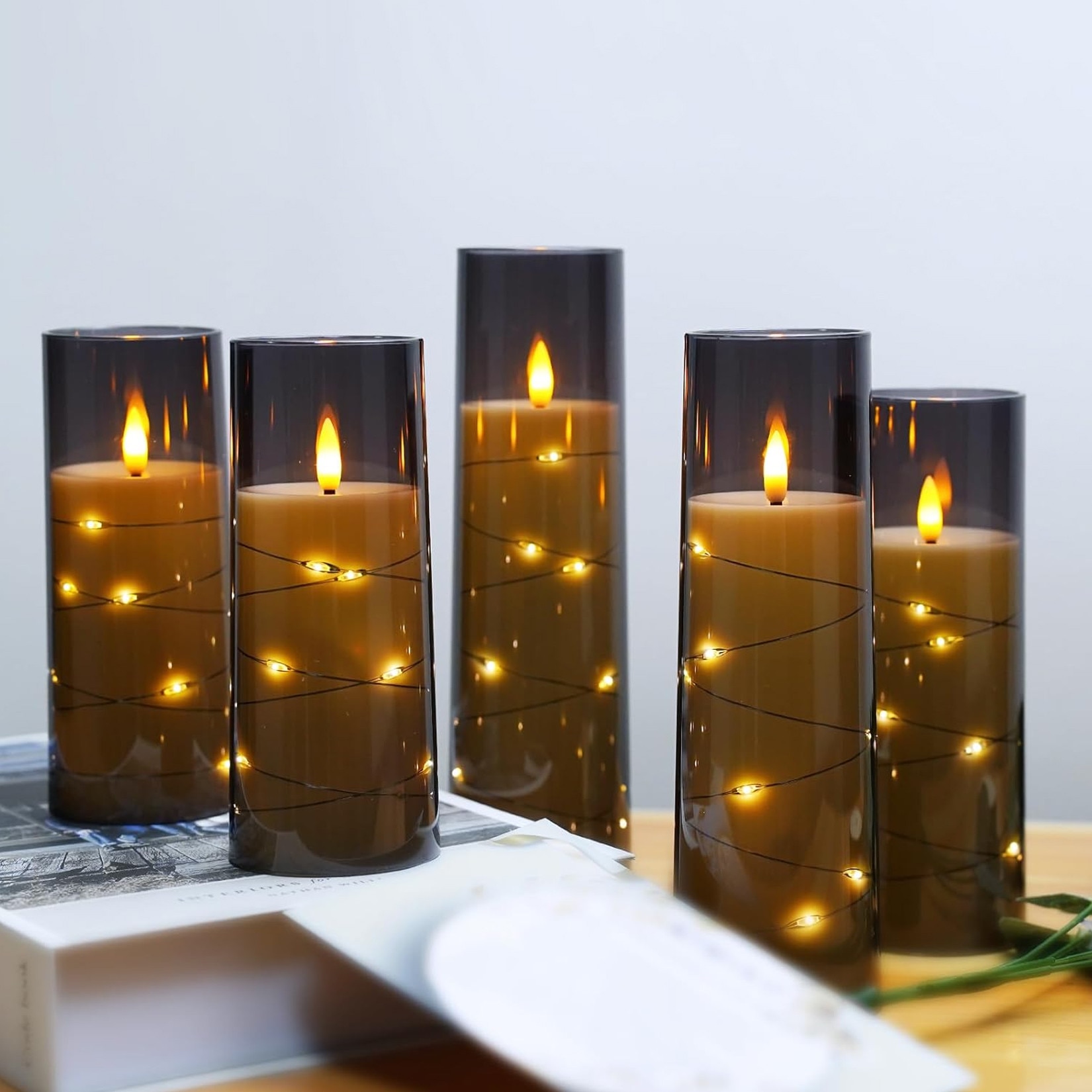 Set de 5 lumanari LED fara flacara cu timer, set lumanari electrice ...