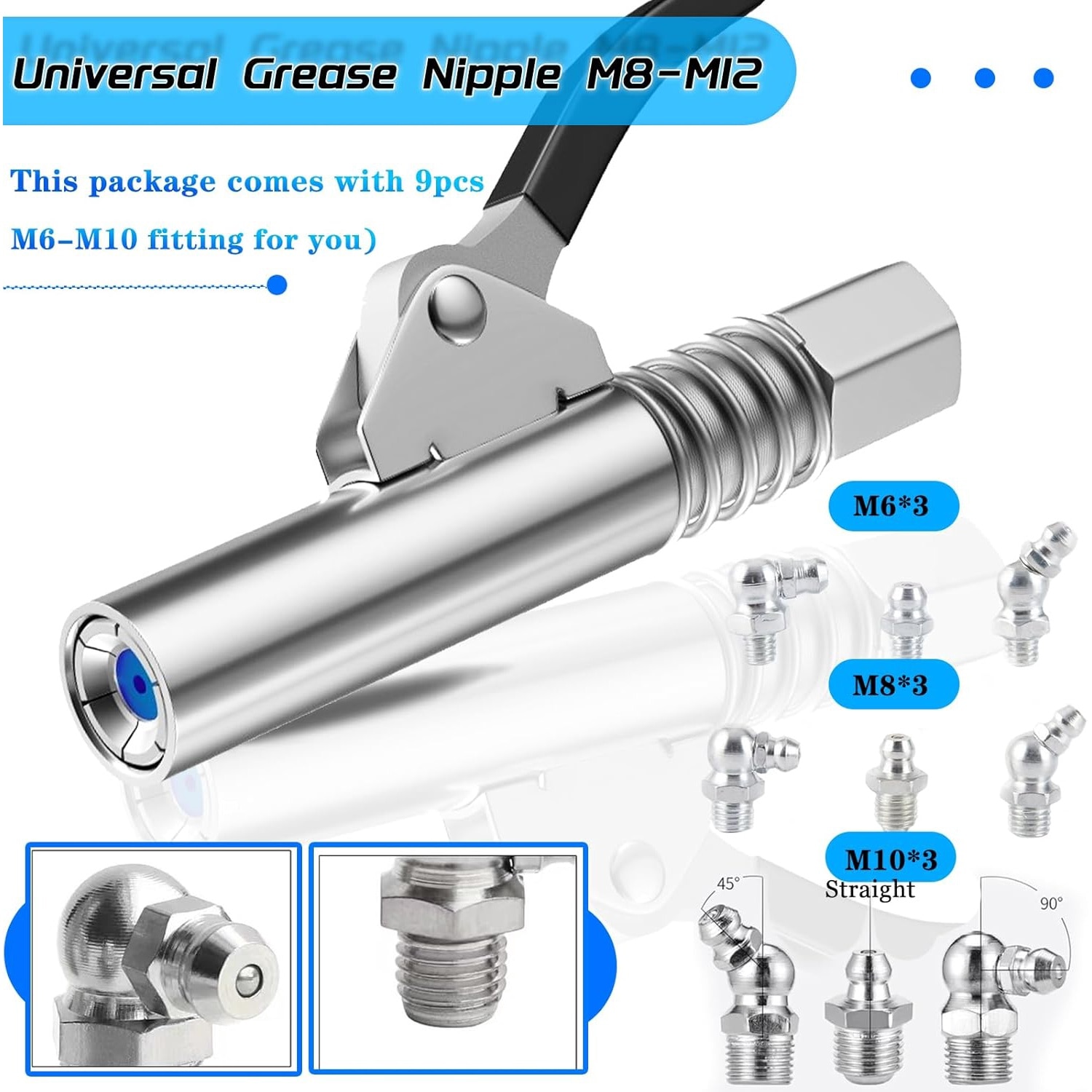 Set de doua duze de cap gresor pentru pompa de gresat, Excitat®, cu 9 ...