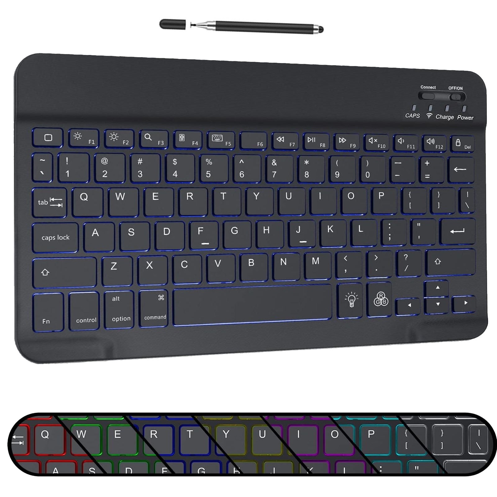 Tastatura Bluetooth, SINBINTA, Lumina Fundal 7 culori, Ultraslim ...