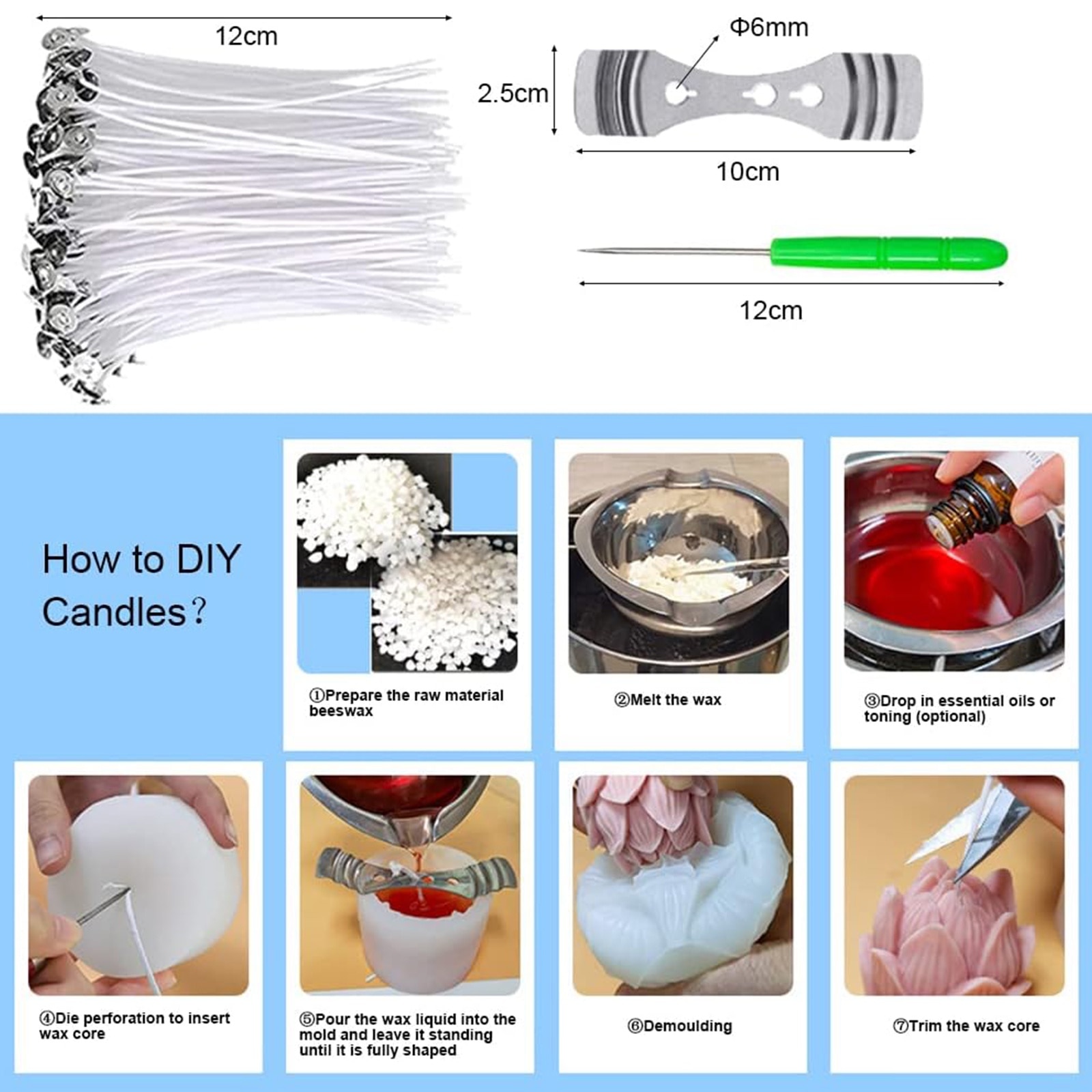 Set 6 matrite de silicon pentru lumanari, Axroad Mall, Kit fabricare ...