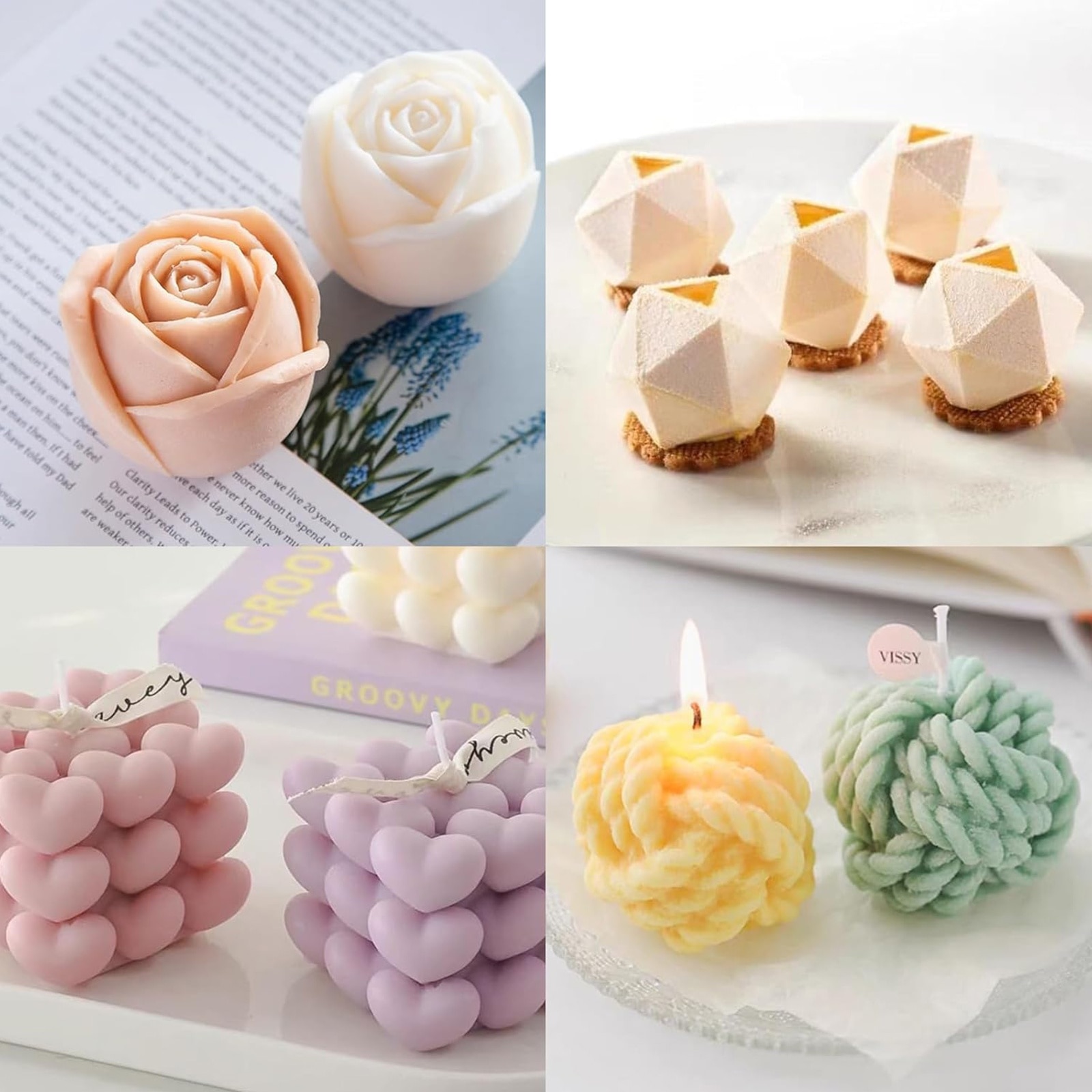 Set 6 matrite de silicon pentru lumanari, Axroad Mall, Kit fabricare ...