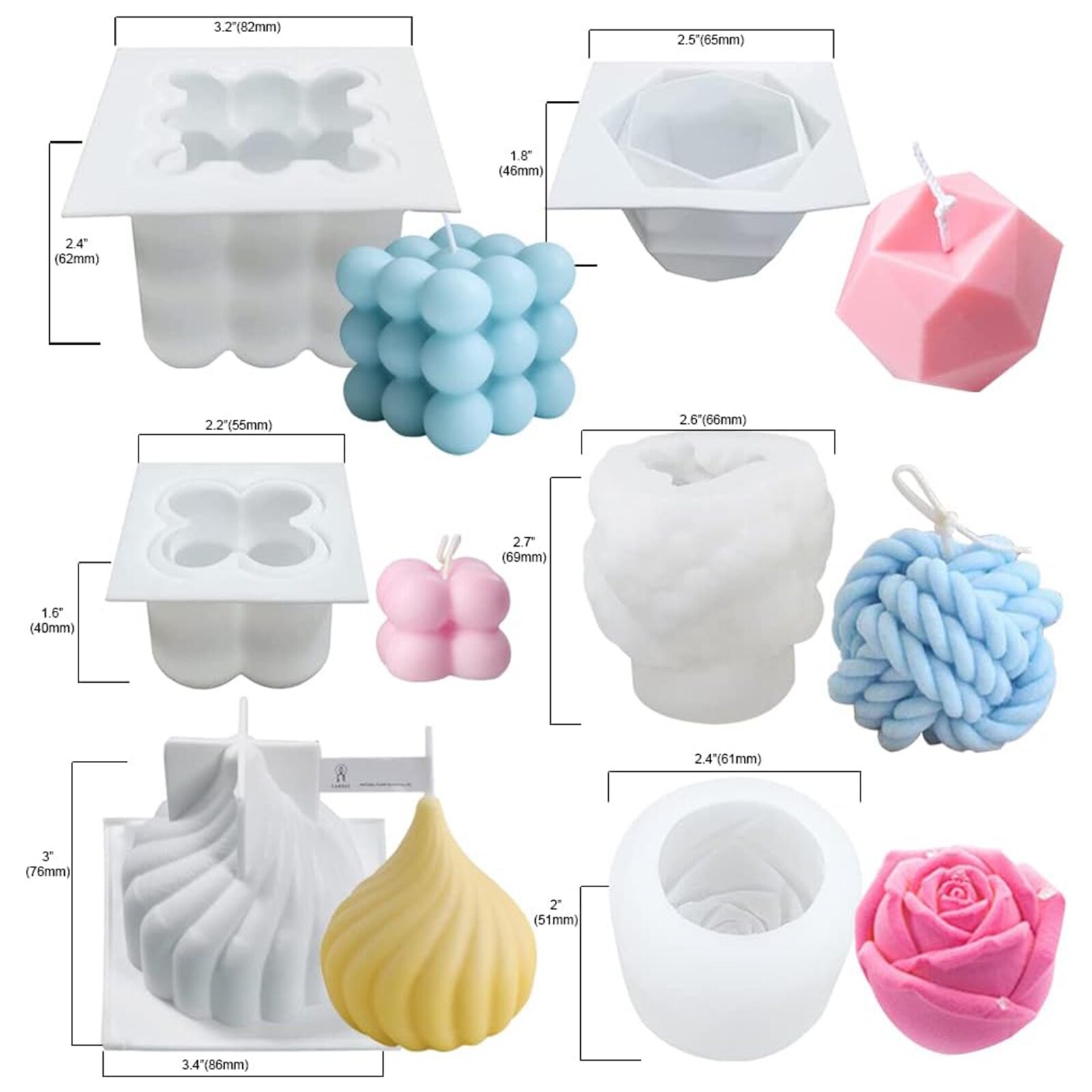 Set 6 matrite de silicon pentru lumanari, Axroad Mall, Kit fabricare ...