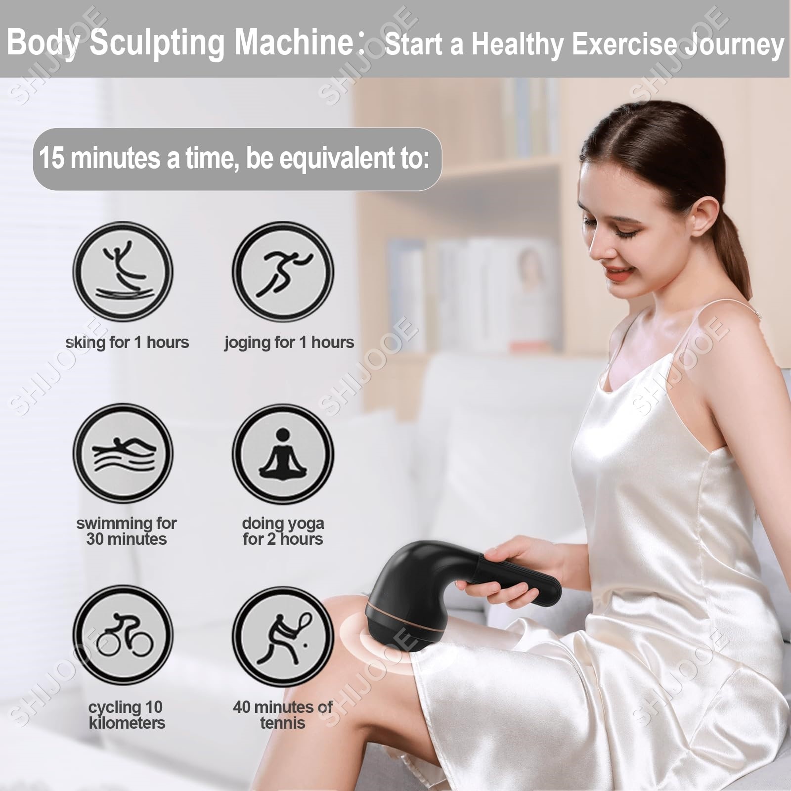 Професионален антицелулитен масажор, SHIJOOE®, безжичен, с 8 масажни глави, с 2 подложки ...