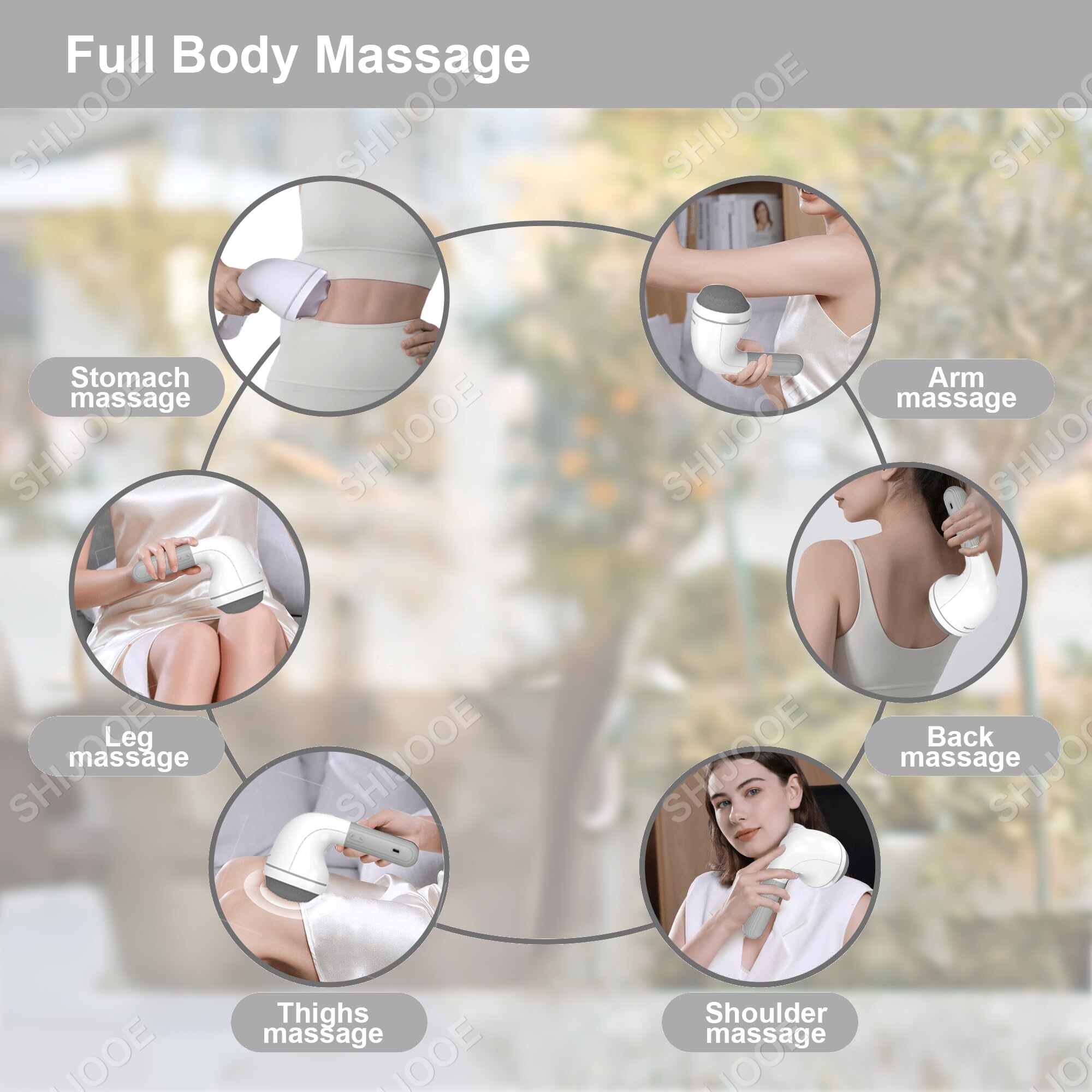Professzionális anticellulit masszírozó, SHIJOOE®, vezeték nélküli, 8 masszázsfejjel, 2 párnával ...