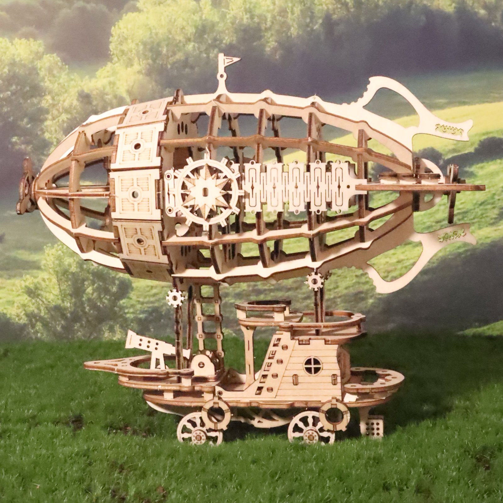 Model 3D din lemn, Music Park, aeronava, 160 piese, lemn, 18.5x12.8x16 ...