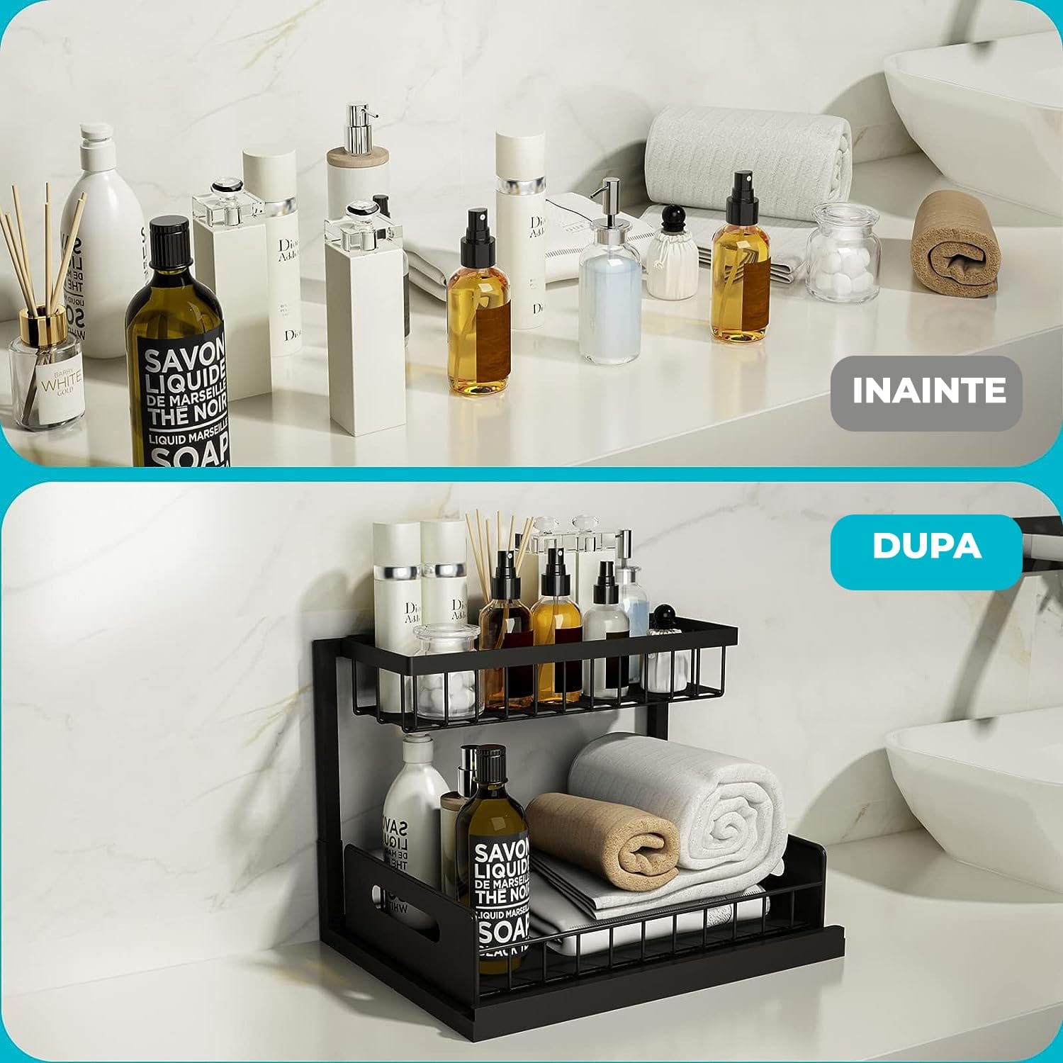 Organizator Multifunctional Elindor® pe 2 Nivele, Suport Metalic pe ...