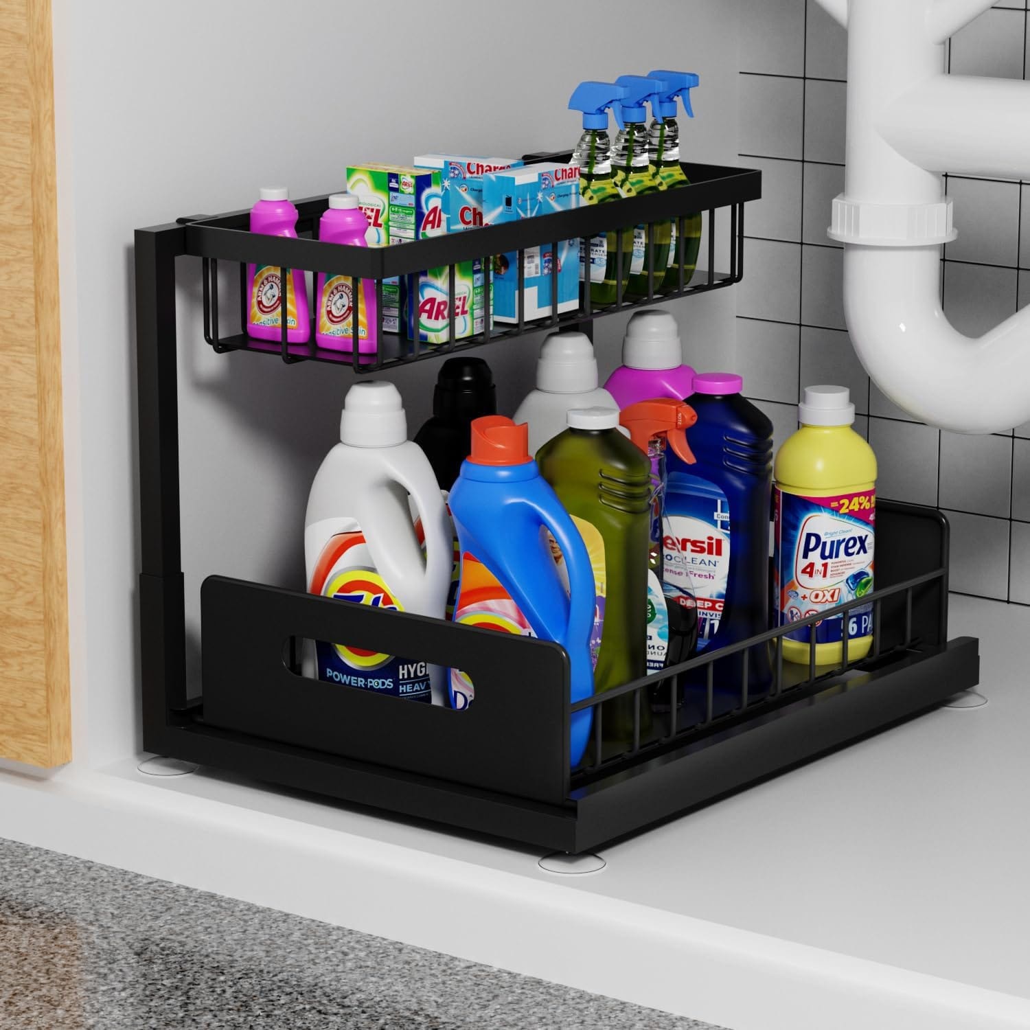 Organizator Multifunctional Elindor® pe 2 Nivele, Suport Metalic pe ...