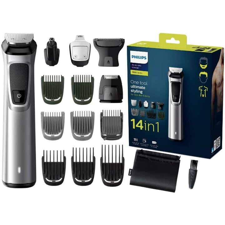 Masina de tuns fara fir Philips 14 in 1, 14 capete, waterproof, etui ...