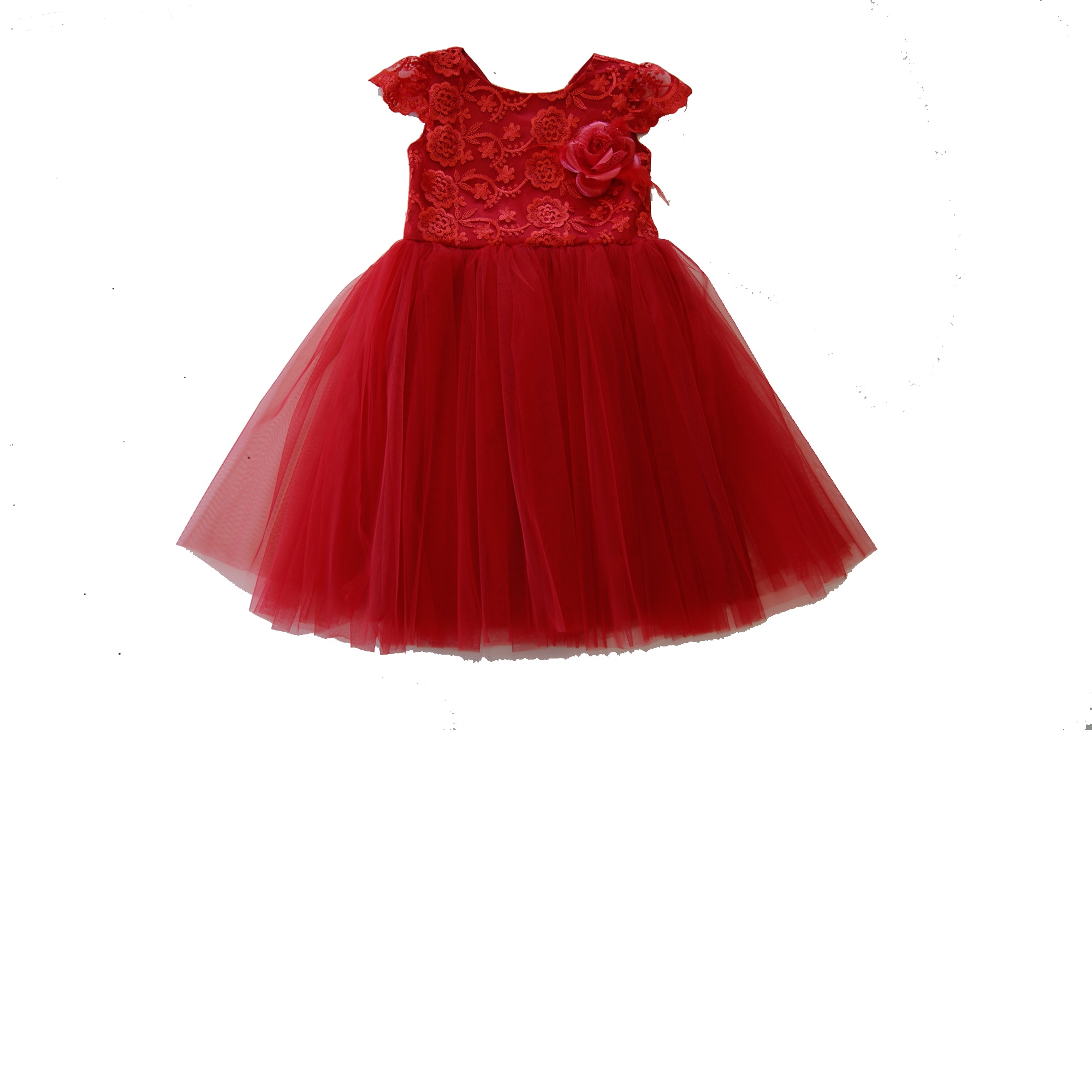 Rochie rosie PTK cu floare detasabila - 6/7 ani - eMAG.ro