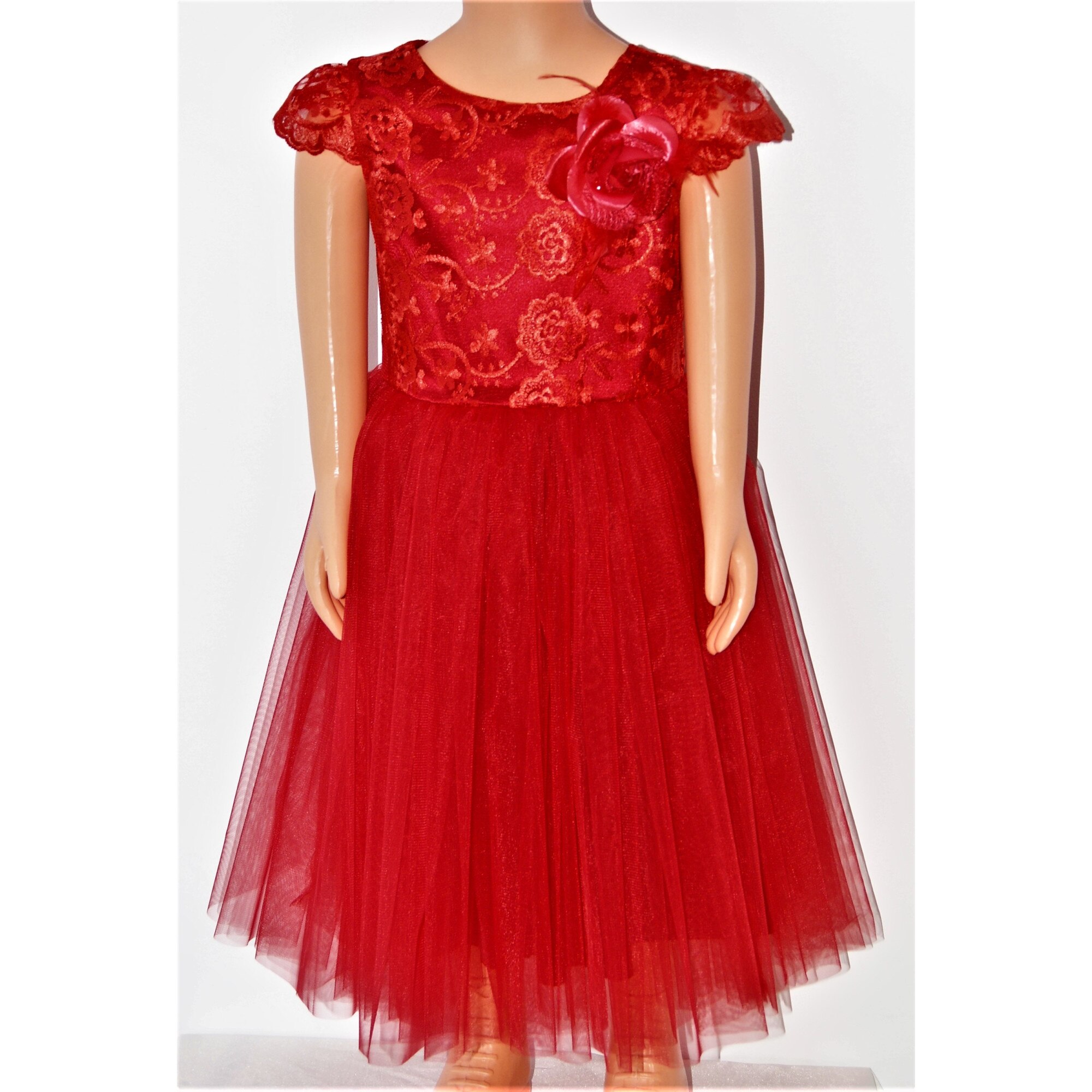 Rochie rosie PTK cu floare detasabila - 6/7 ani - eMAG.ro