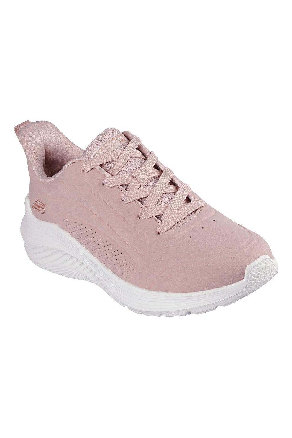 Skechers, Pantofi sport low-cut de piele ecologica BOBS Slip-Ins, Roz ...