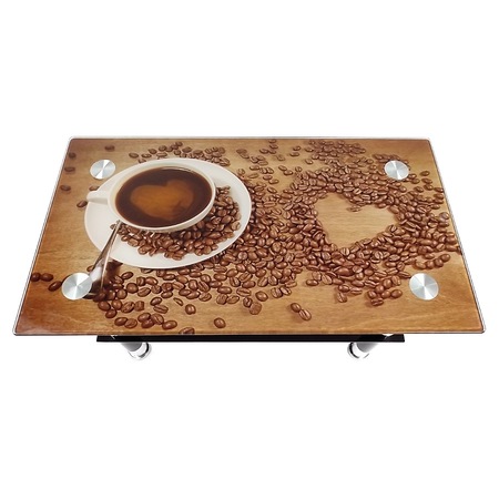 Masuta cafea X51 Cafea Inima, sticla securizata 8 mm, 80 x 45 x 45 cm ...