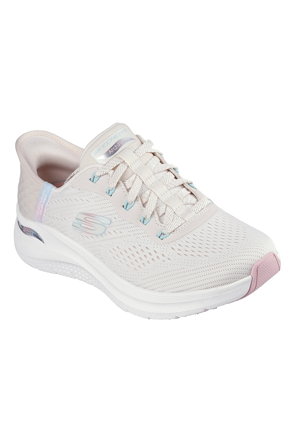 Skechers, Easy Slip-Ins hálós sneaker logós részletekkel, Csontszín, 38 ...
