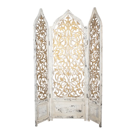 Paravan decorativ lemn alb auriu vintage 124x3x186 cm - eMAG.ro
