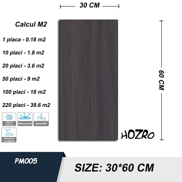 Set 10 x Placi imitatie Marmura autoadezive HOZRO, Model abstract ...