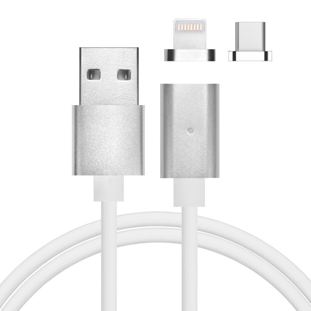 Cablu magnetic 2 in 1 cu 2 mufe pentru Lightning/iphone si Type-c ...