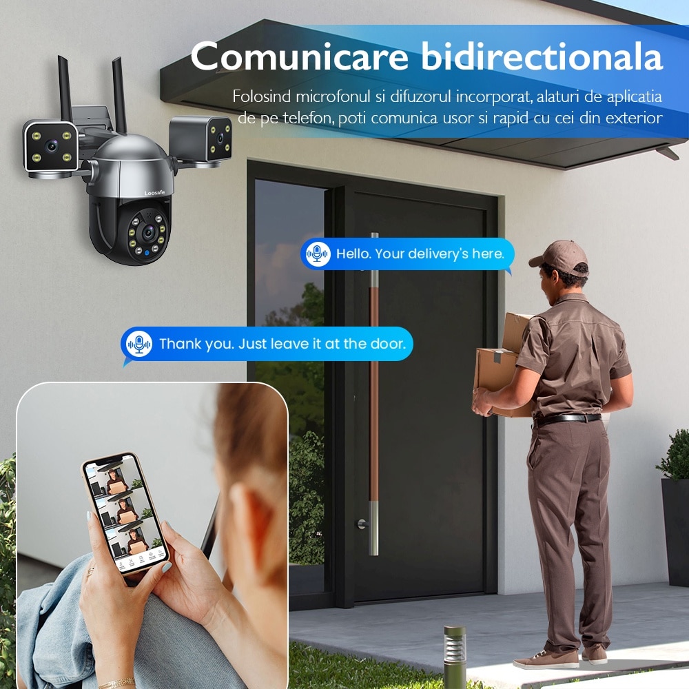 Camera De Supraveghere Video CCTV Tripla WIFI Loosafe® TriShield Cam ...