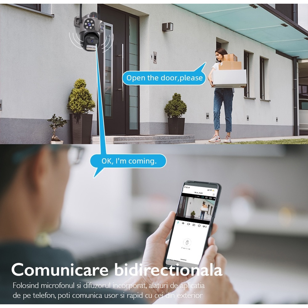 Camera de Supraveghere Tripla Wireless CCTV Loosafe® SecureSight, 12MP ...