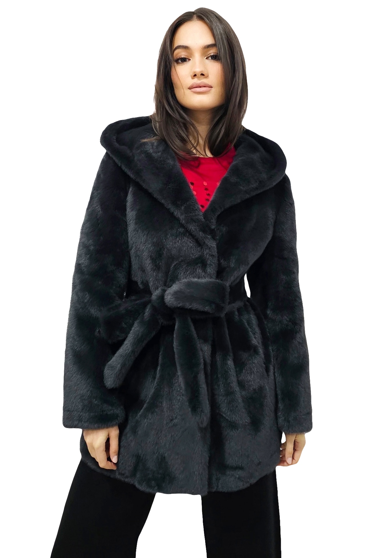 Haina de blana midi, ecologica Meisha, cu gluga si cordon - eMAG.ro