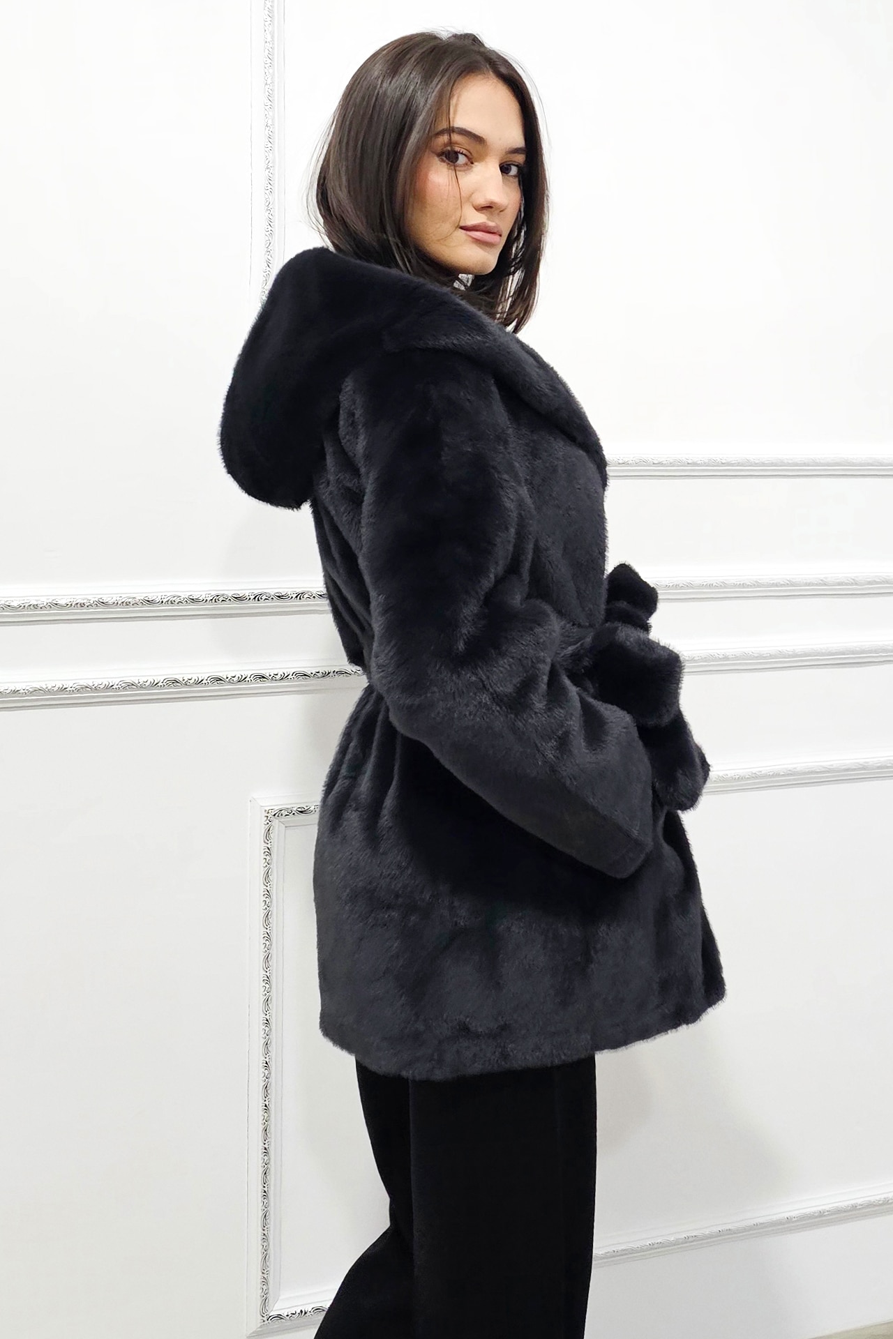 Haina de blana midi, ecologica Meisha, cu gluga si cordon - eMAG.ro