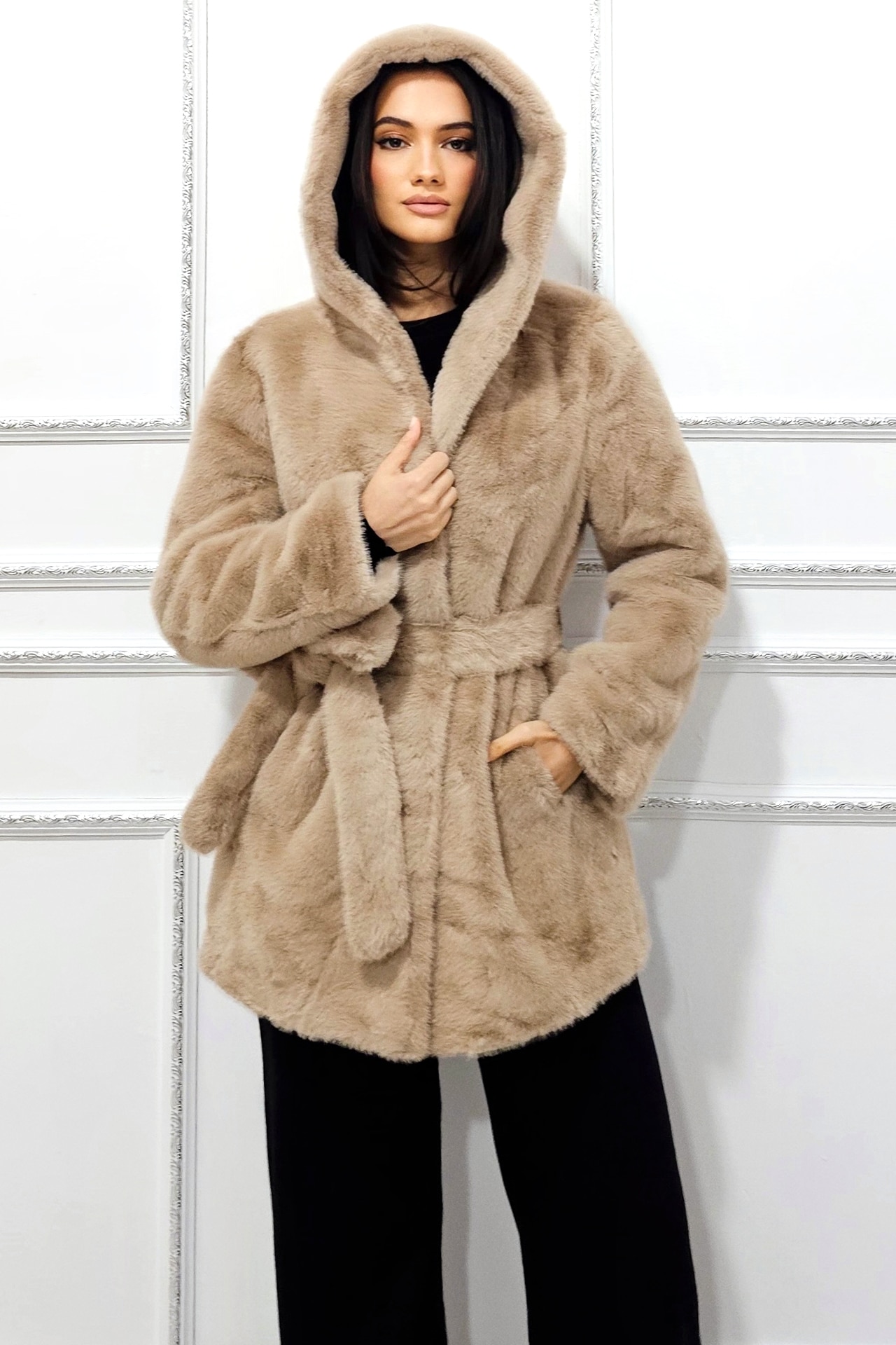 Haina de blana midi, ecologica Meisha, cu gluga si cordon - eMAG.ro