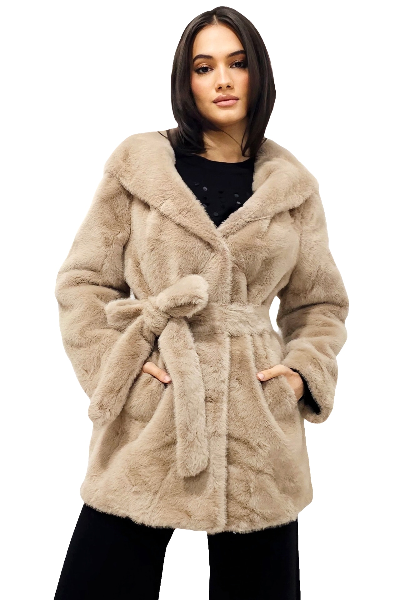 Haina de blana midi, ecologica Meisha, cu gluga si cordon - eMAG.ro