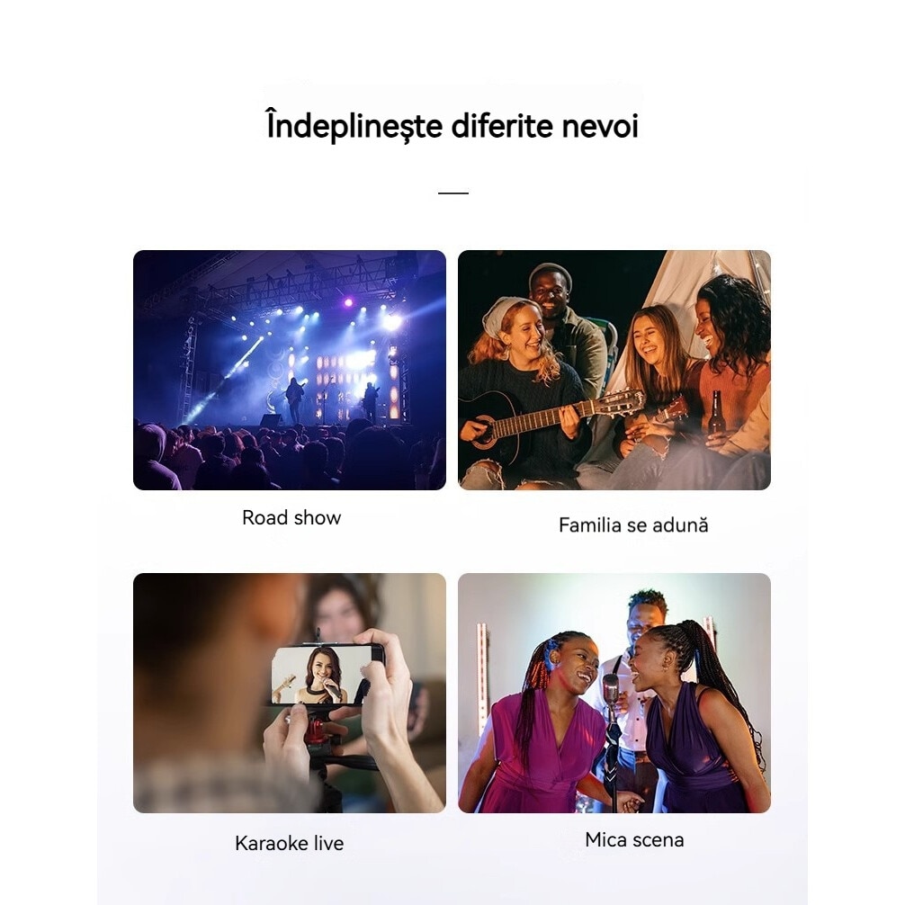 Microfon dublu fara fir, set de microfon fara fir karaoke, doua canale ...