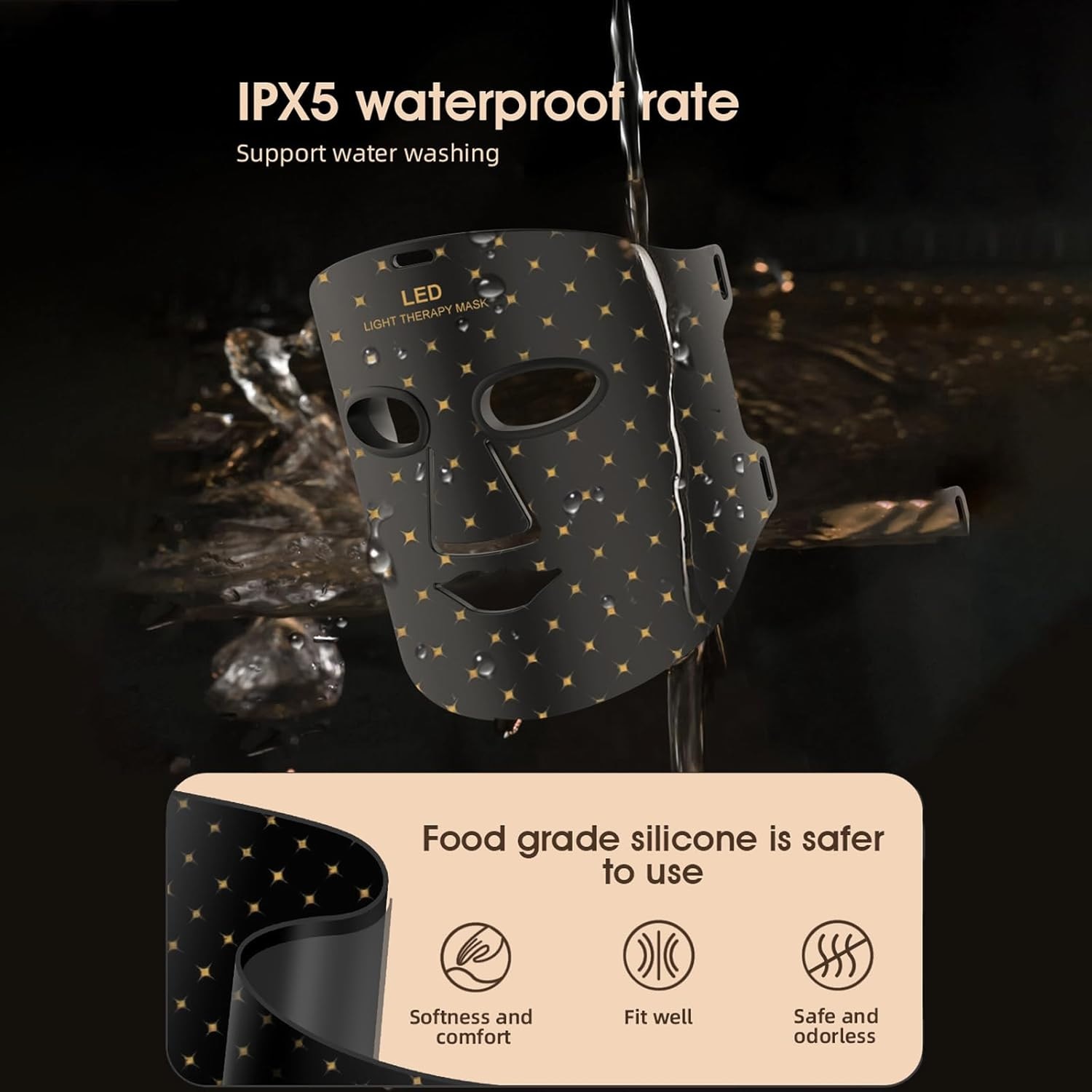 Masca faciala cu fototerapie LED, 7 culori, pentru reducerea ridurilor ...