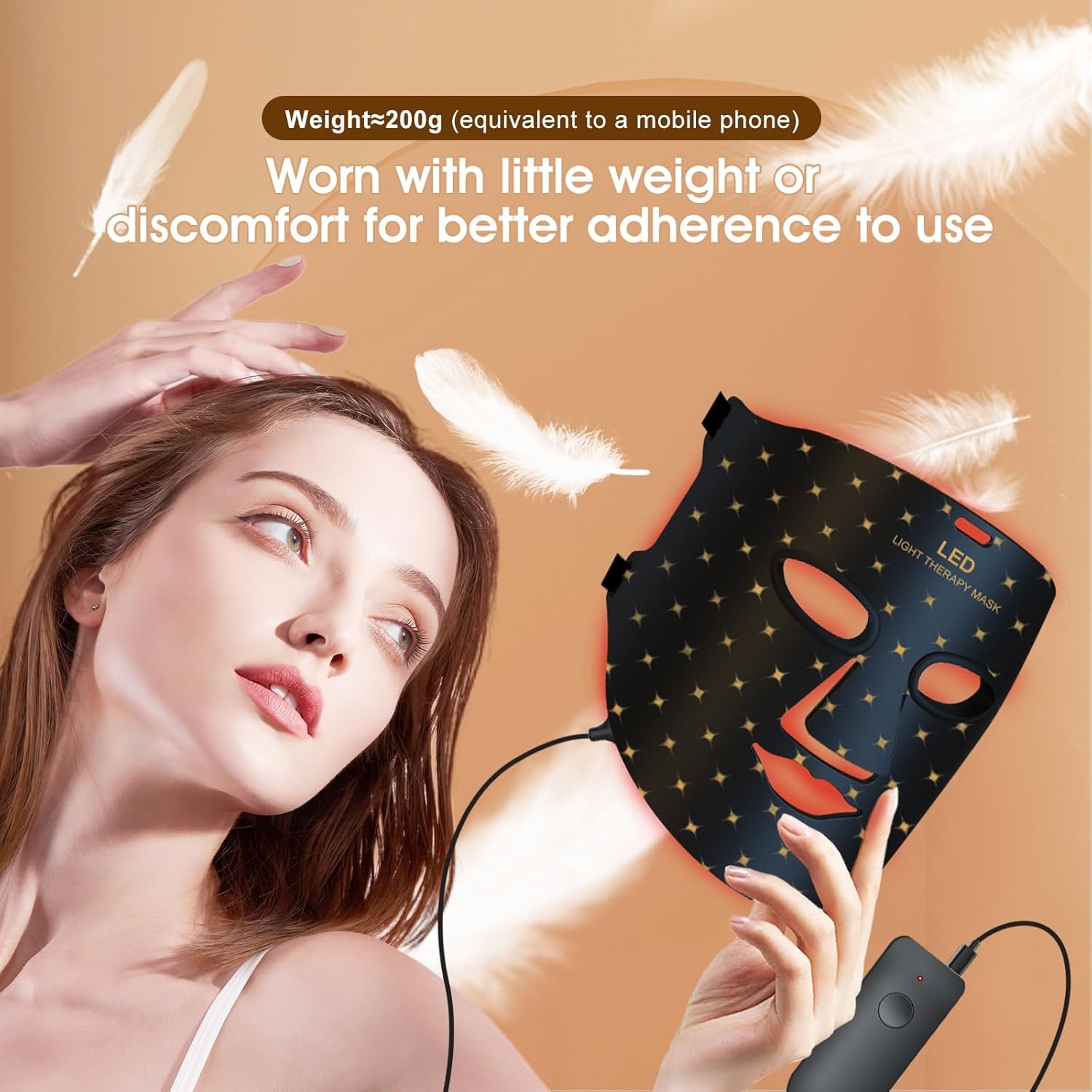 Masca faciala cu fototerapie LED, 7 culori, pentru reducerea ridurilor ...