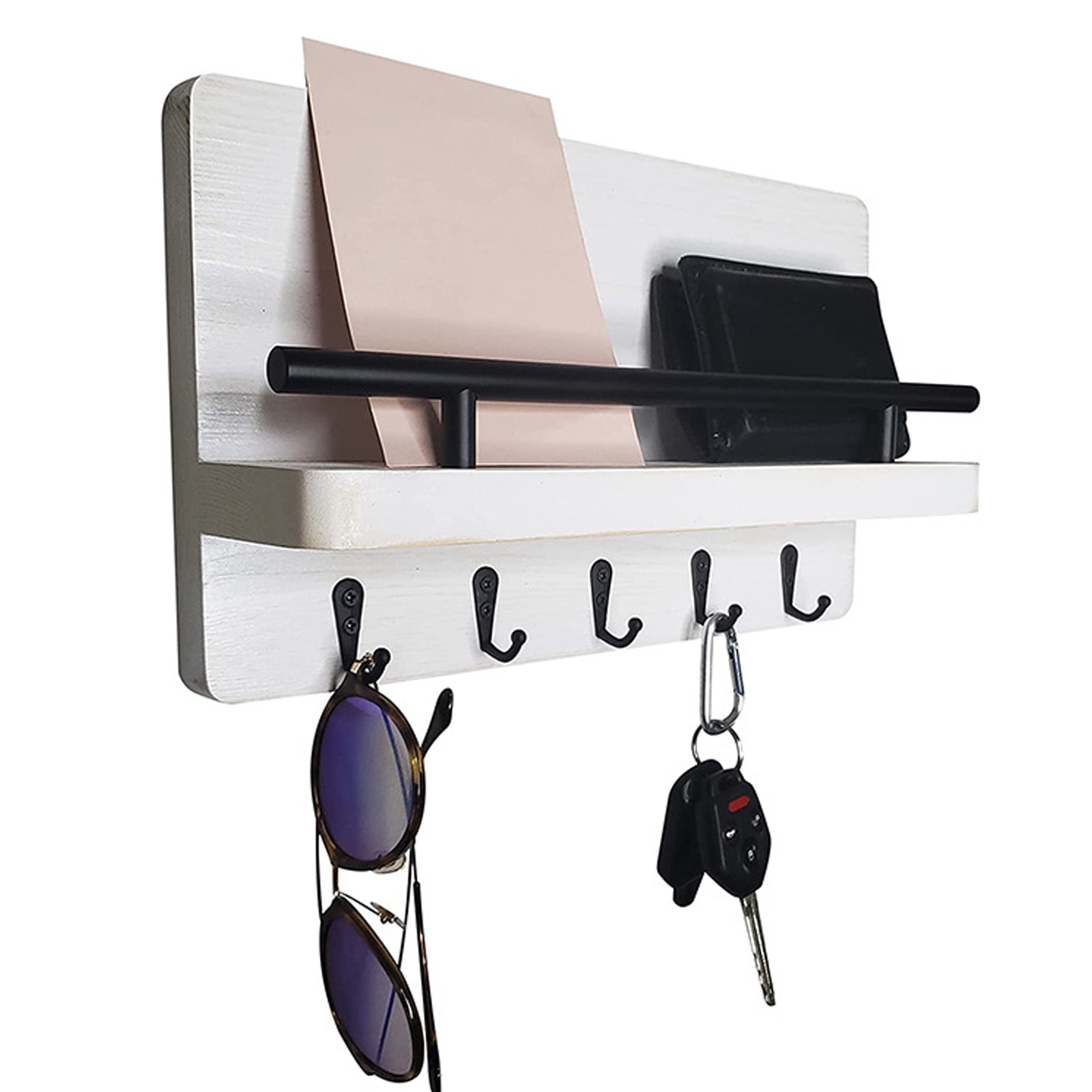 Suport de perete pentru chei, Raft depozitare, Axroad Mall, Cu 5 ...