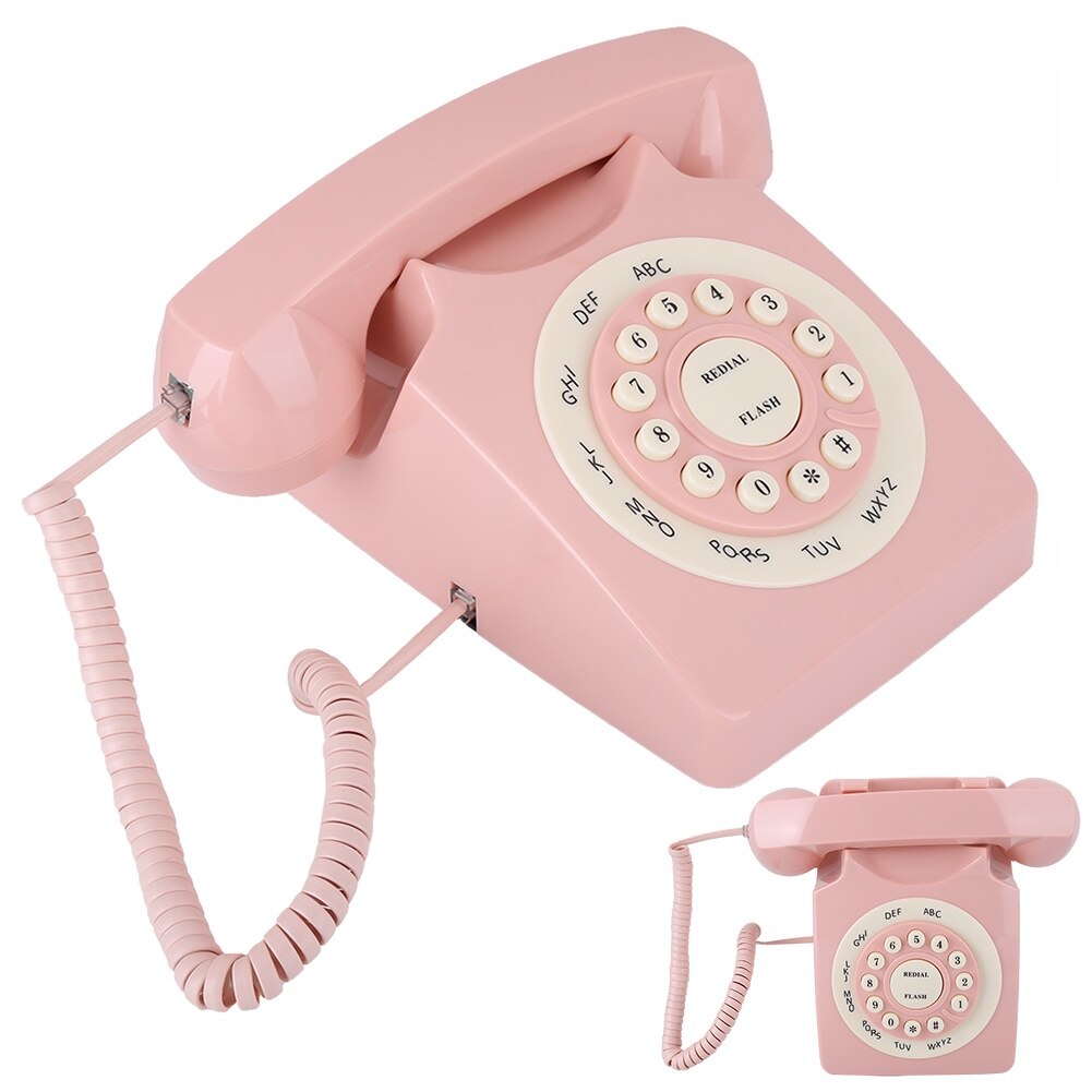 Telefon vintage cu fir, roz, functie de stocare numere - eMAG.ro