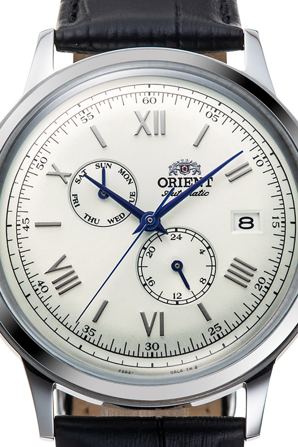 ORIENT, Часовник от неръждаема стомана с кожена каишка, Черен - eMAG.bg