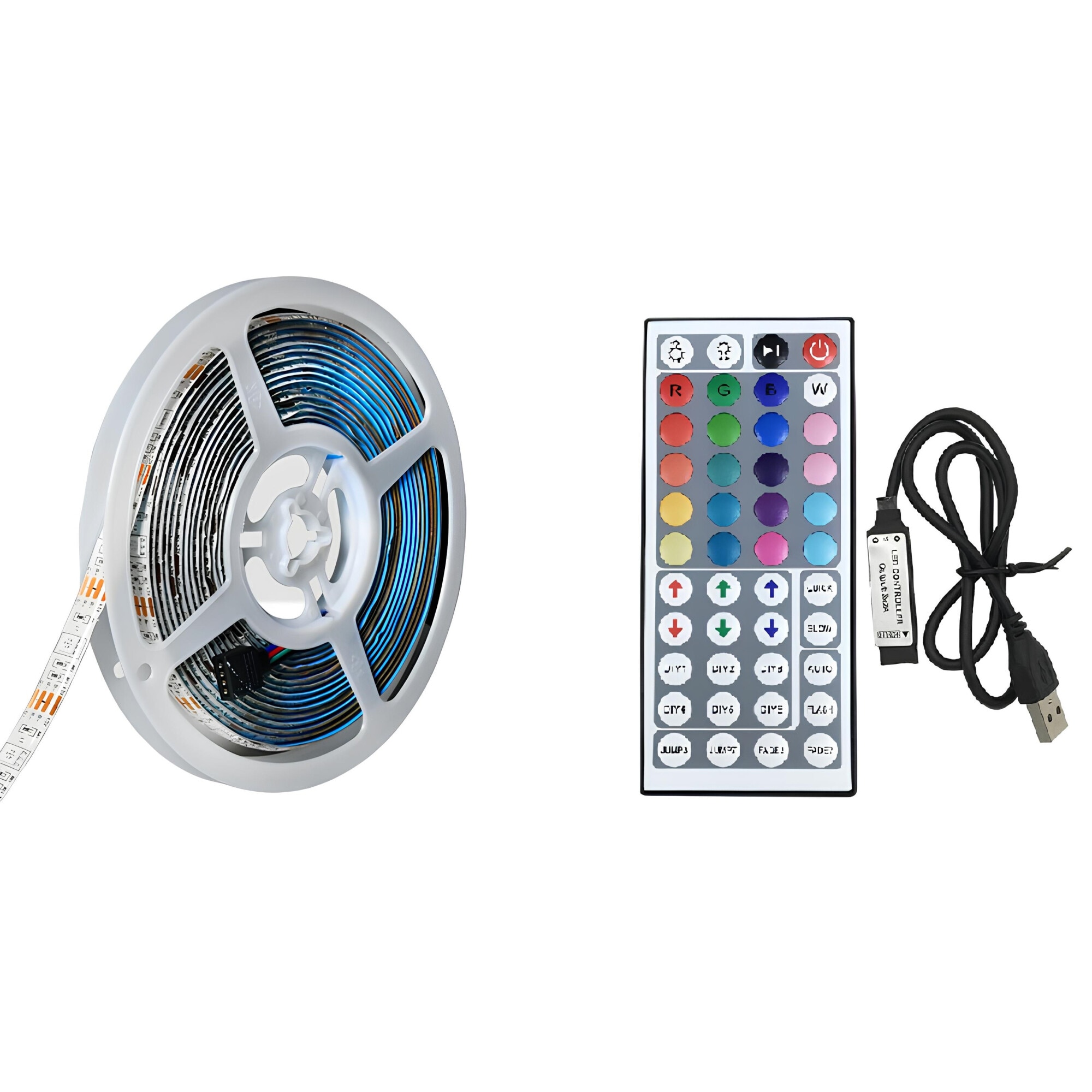 Kit Banda LED 20M, Adeziva, Telecomanda 44 butoane, RGB, Alimentare USB ...